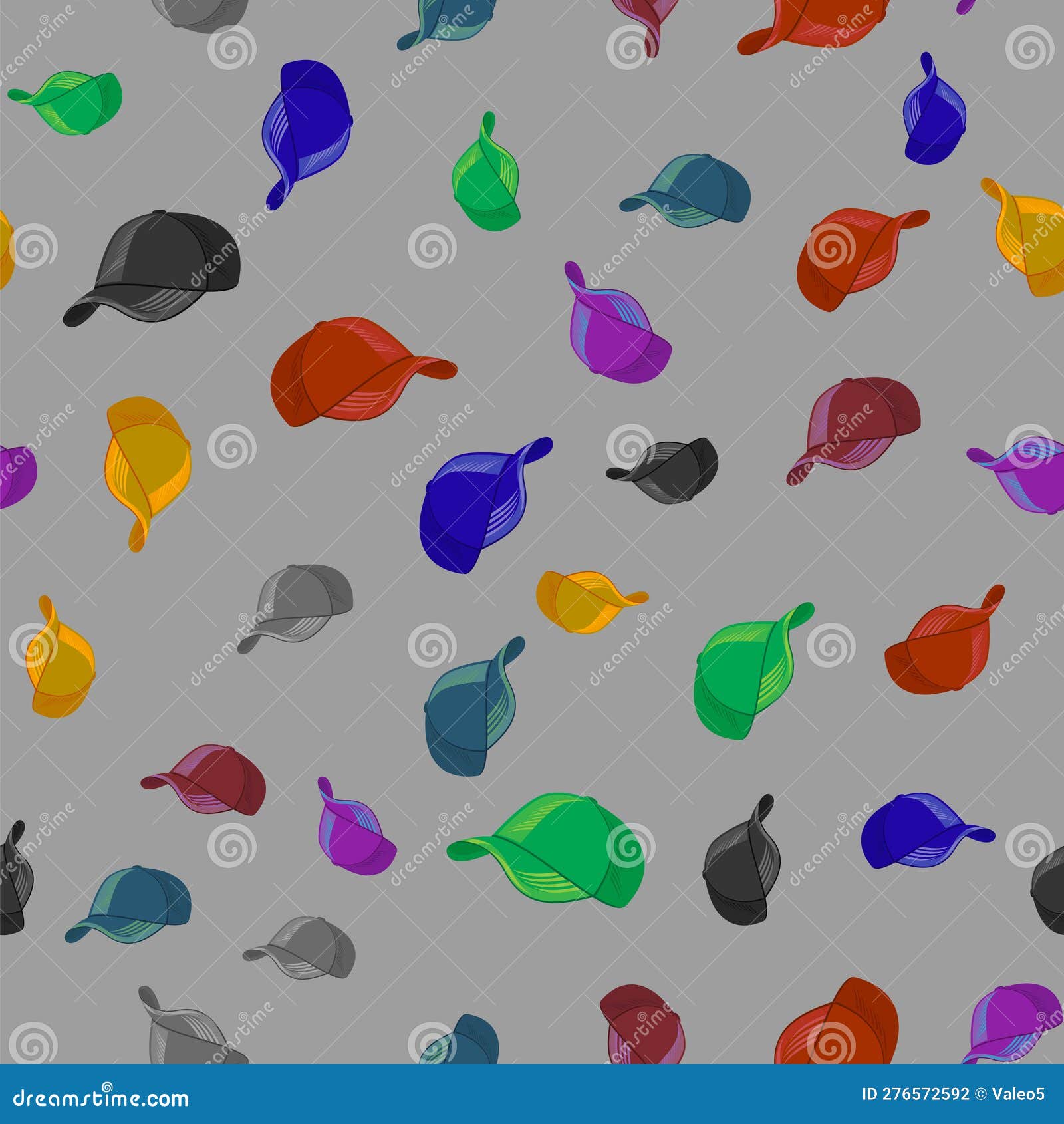 Set of Colored Baseball Caps Isolated on Grey Background. Sports ...