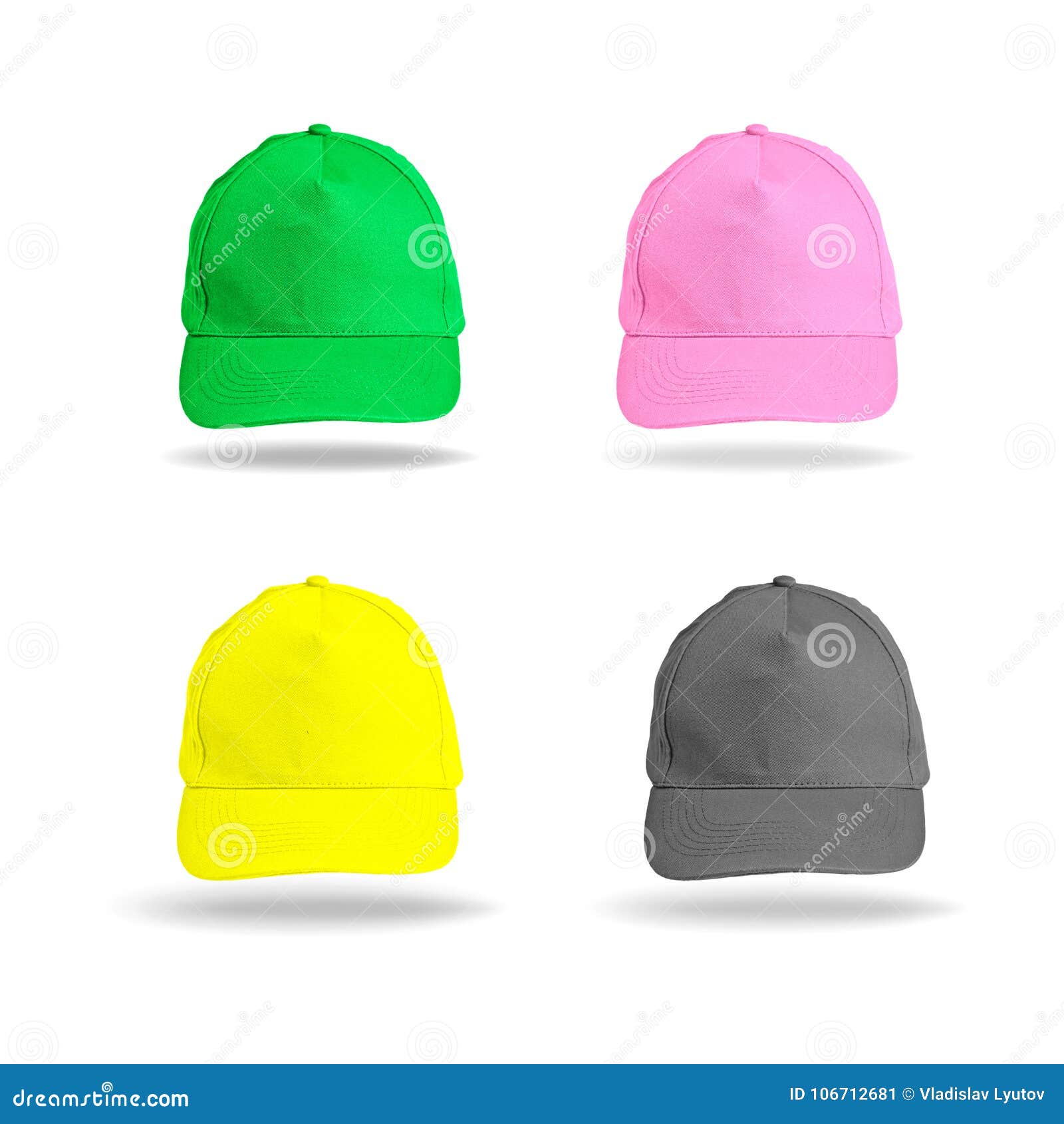 Set of Colored Baseball Caps on a White Background. Stock Image - Image ...