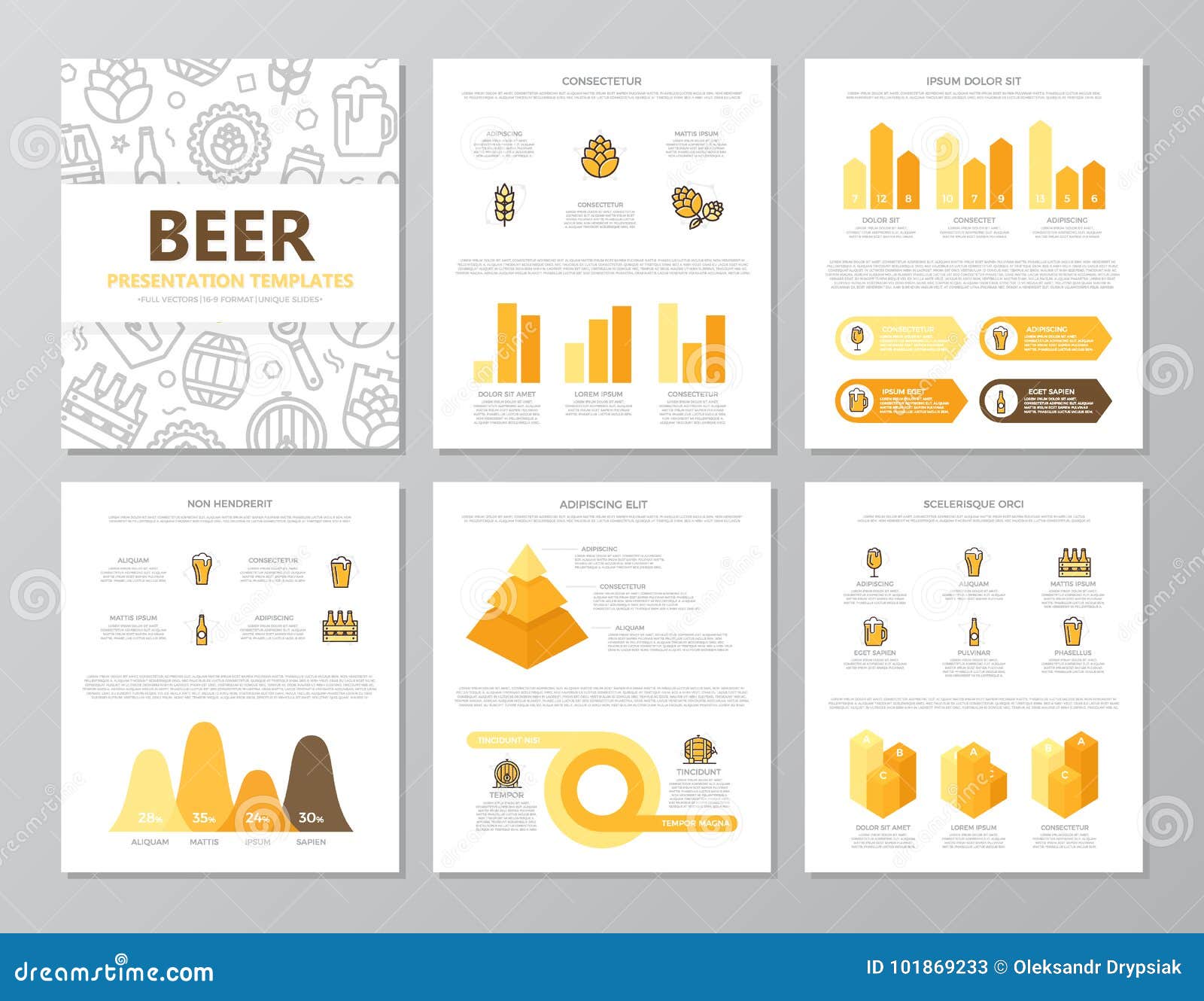 Set of Colored Beer and Bar, Pub Elements for Multipurpose A4 ...