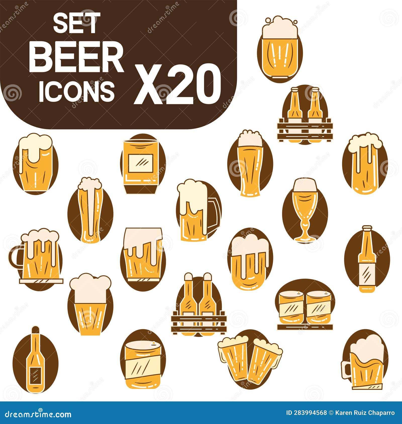 Set of Colored Beer Icons Vector Stock Vector - Illustration of yellow ...