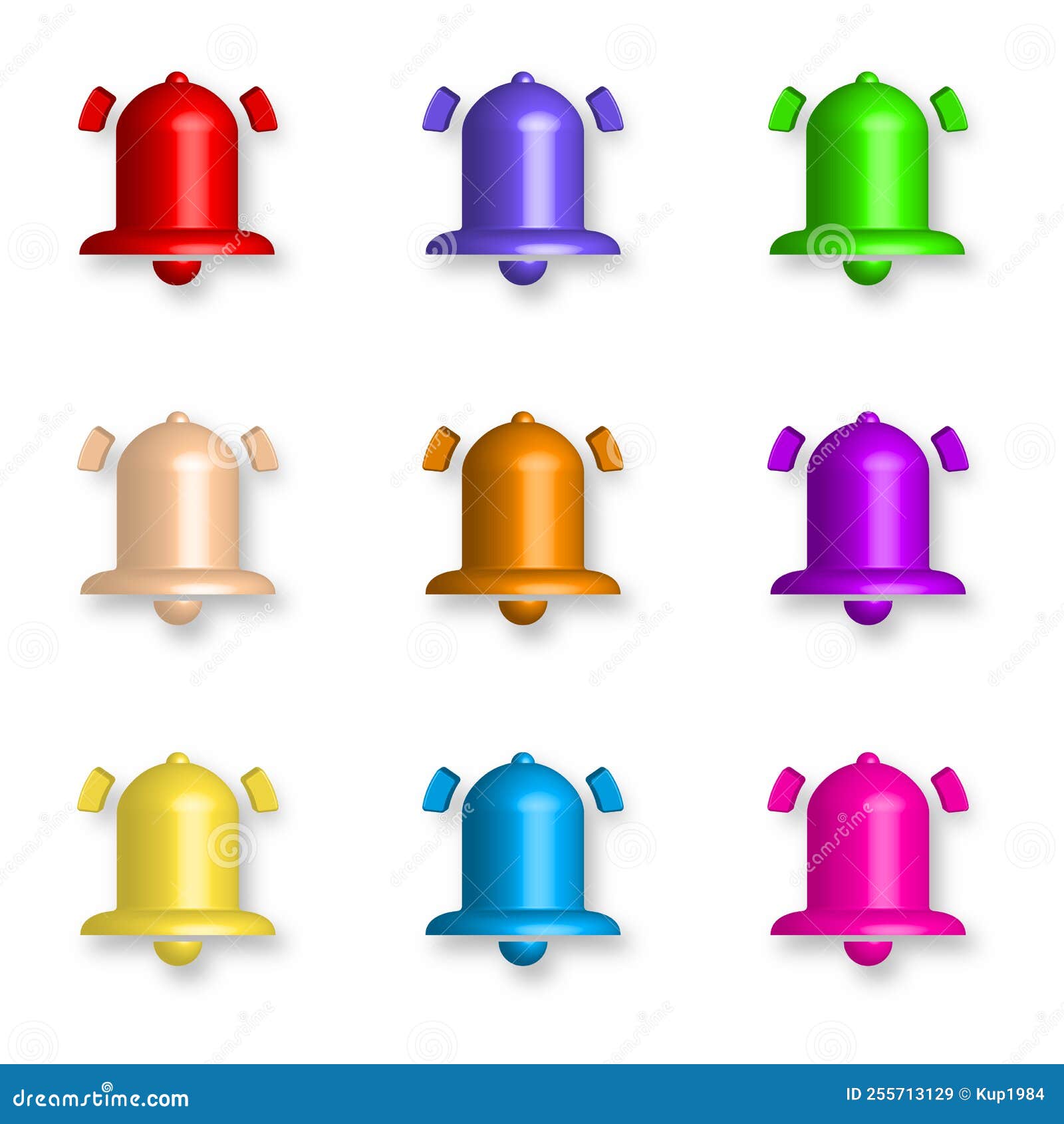 Set of Colored Bells, 3D Vector Illustration Stock Vector ...