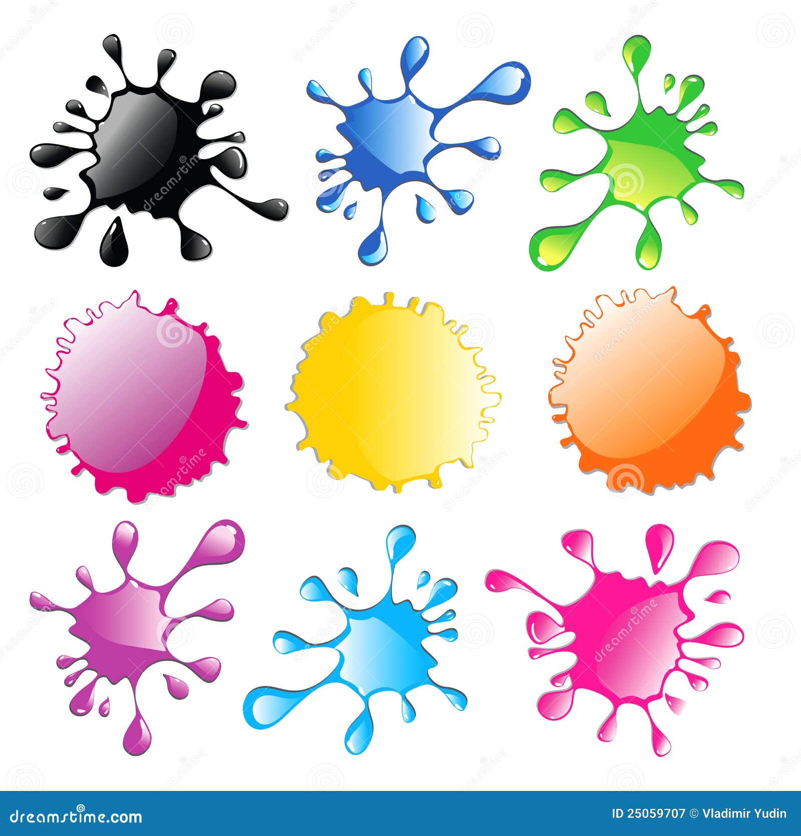 Set of colored blots stock vector. Illustration of icon - 25059707