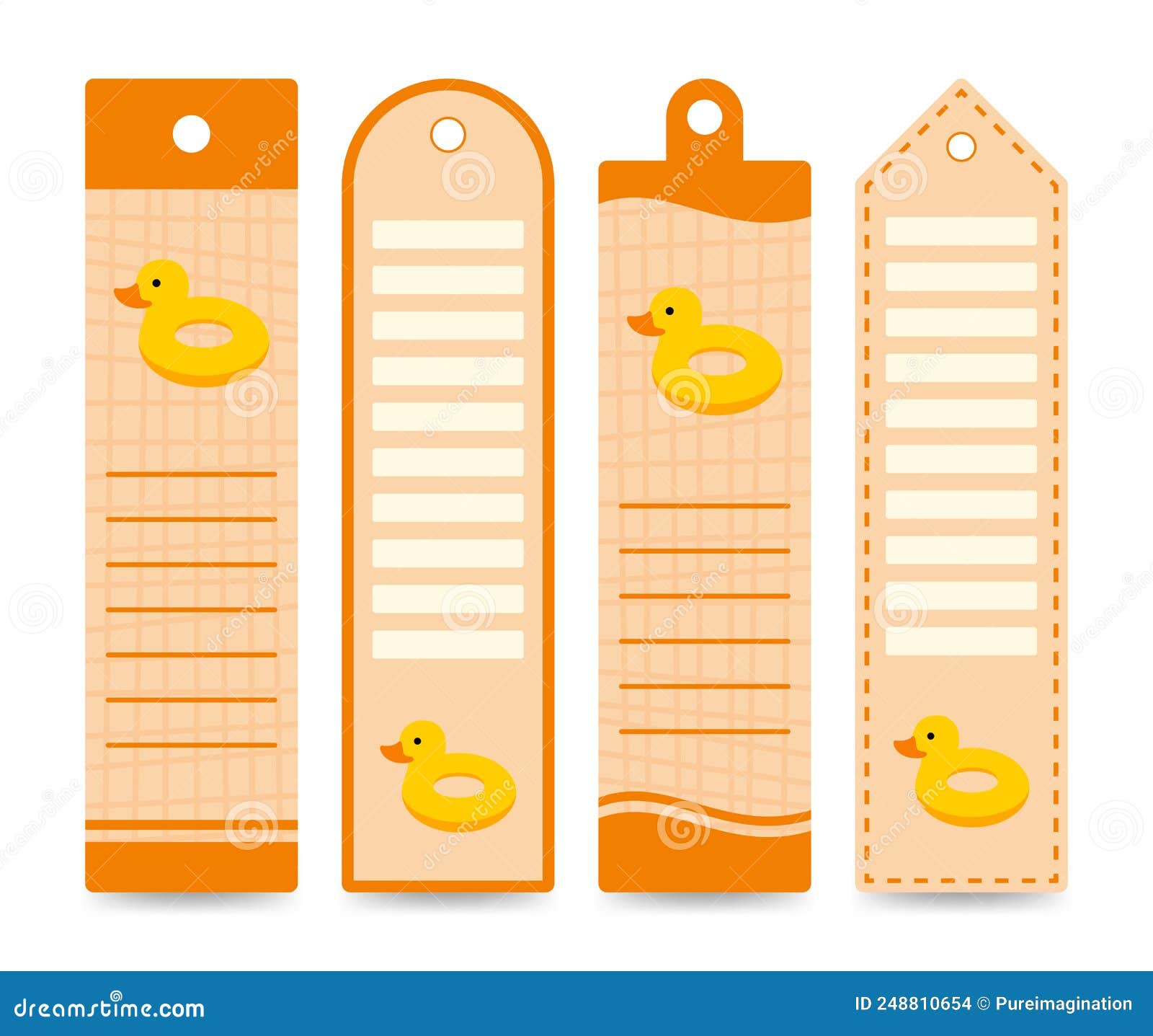 Set of Colored Bookmarks with Inflatable Duck Stock Vector ...