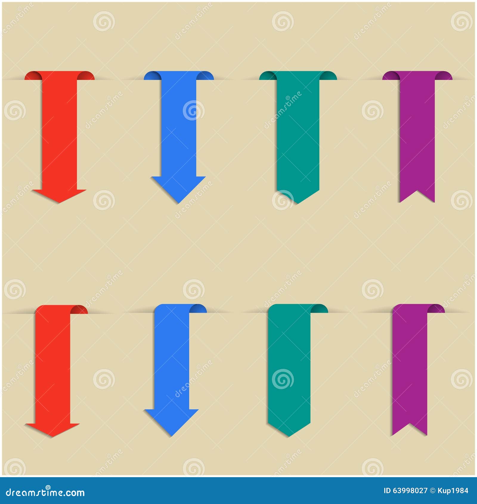 Set of Colored Bookmarks, Vector Illustration. Stock Vector ...