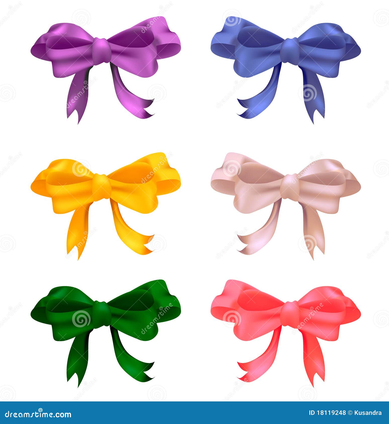 Set of colored bows stock vector. Illustration of yellow - 18119248