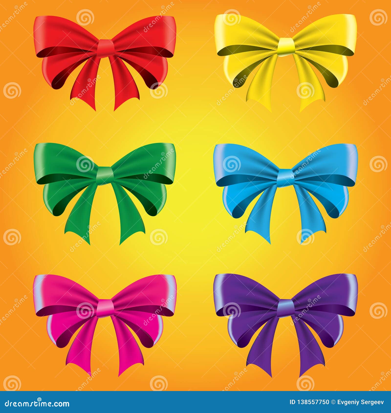 Set of Colored Bows. Vector Image Stock Vector - Illustration of ...