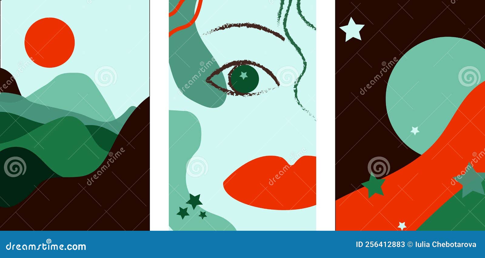 Set of Colored Bright Posters Stock Illustration - Illustration of ...
