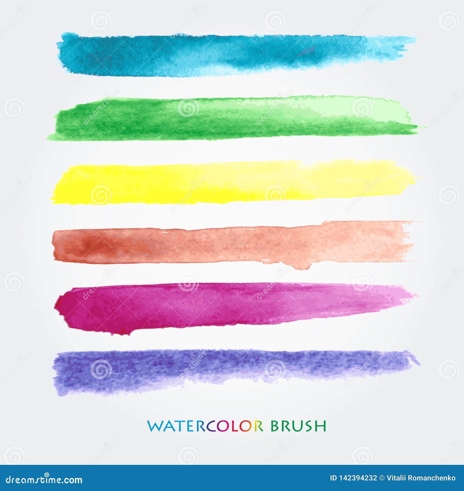 Set of Colored Brush Strokes Created with Watercolors. Saved in the ...