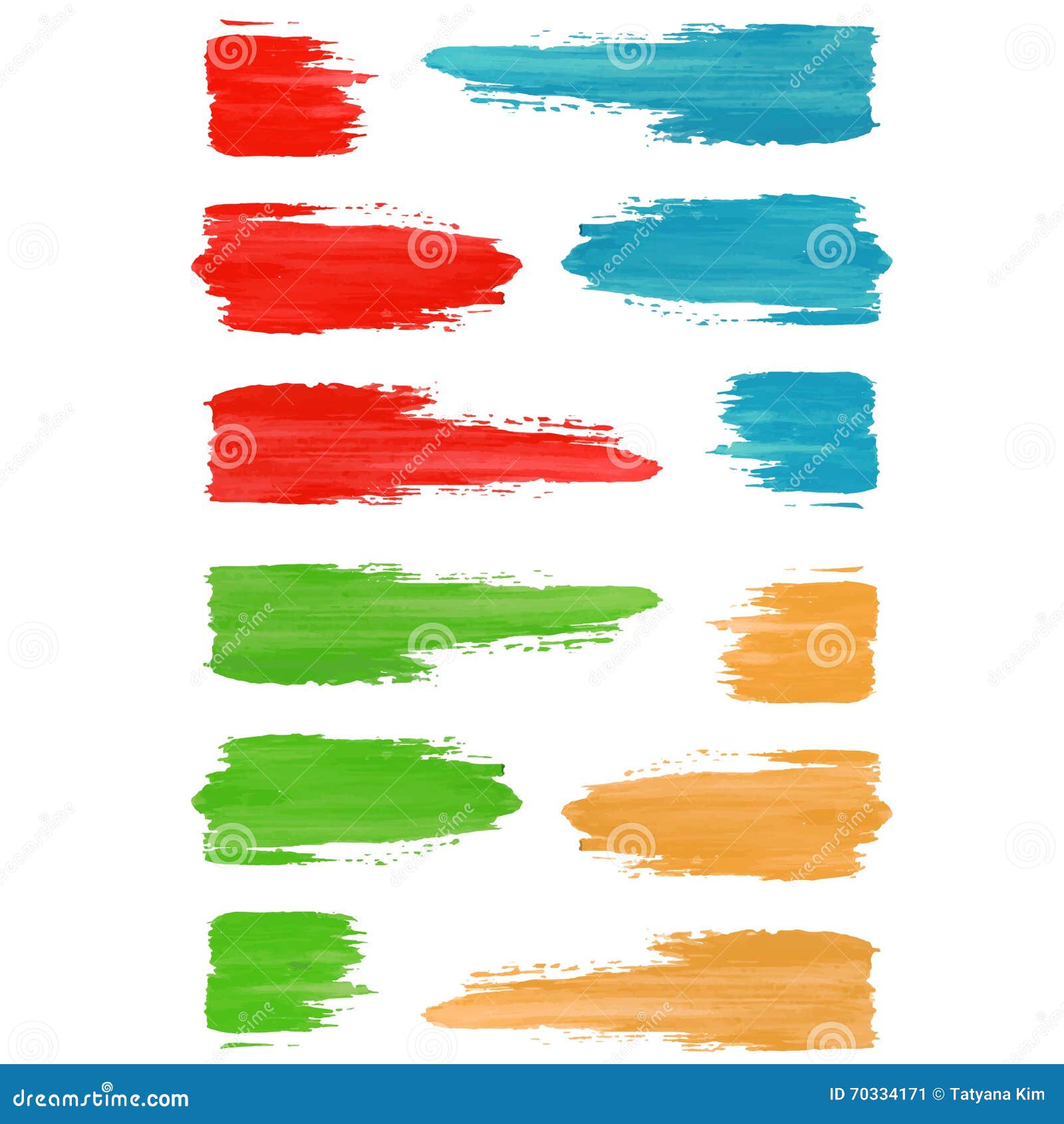 Set of Colored Brush Strokes of Paint Stock Illustration - Illustration ...