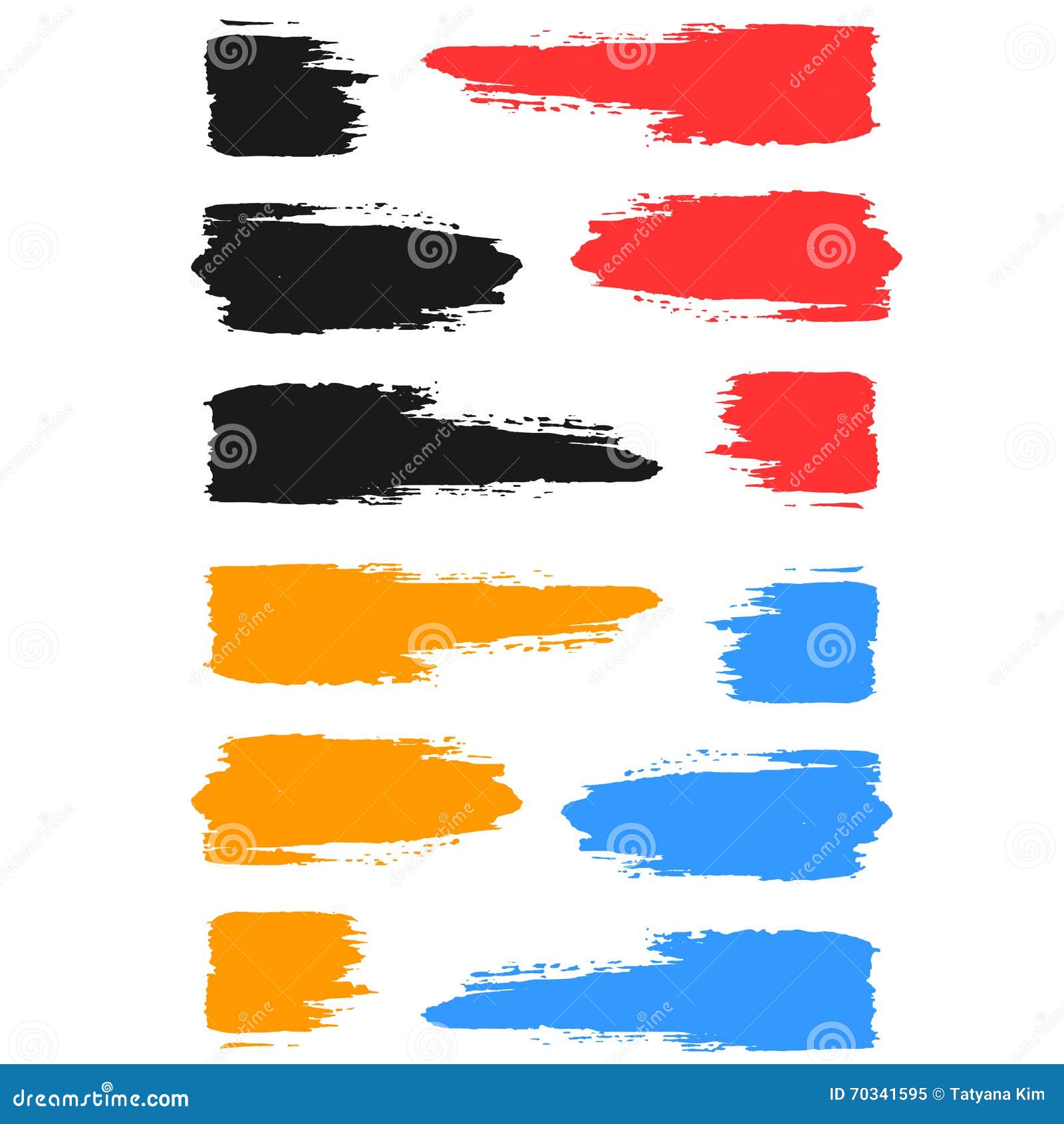 Set of Colored Brush Strokes of Paint Stock Illustration - Illustration ...