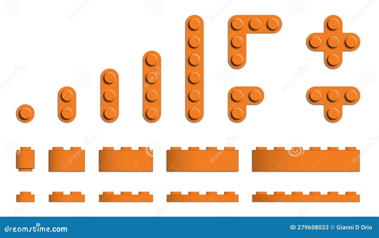 Set of Colored Building Bricks in Various Lengths with Rounded Corners ...