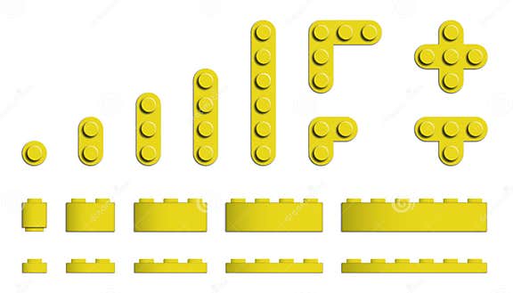 Set of Colored Building Bricks in Various Lengths with Rounded Corners ...