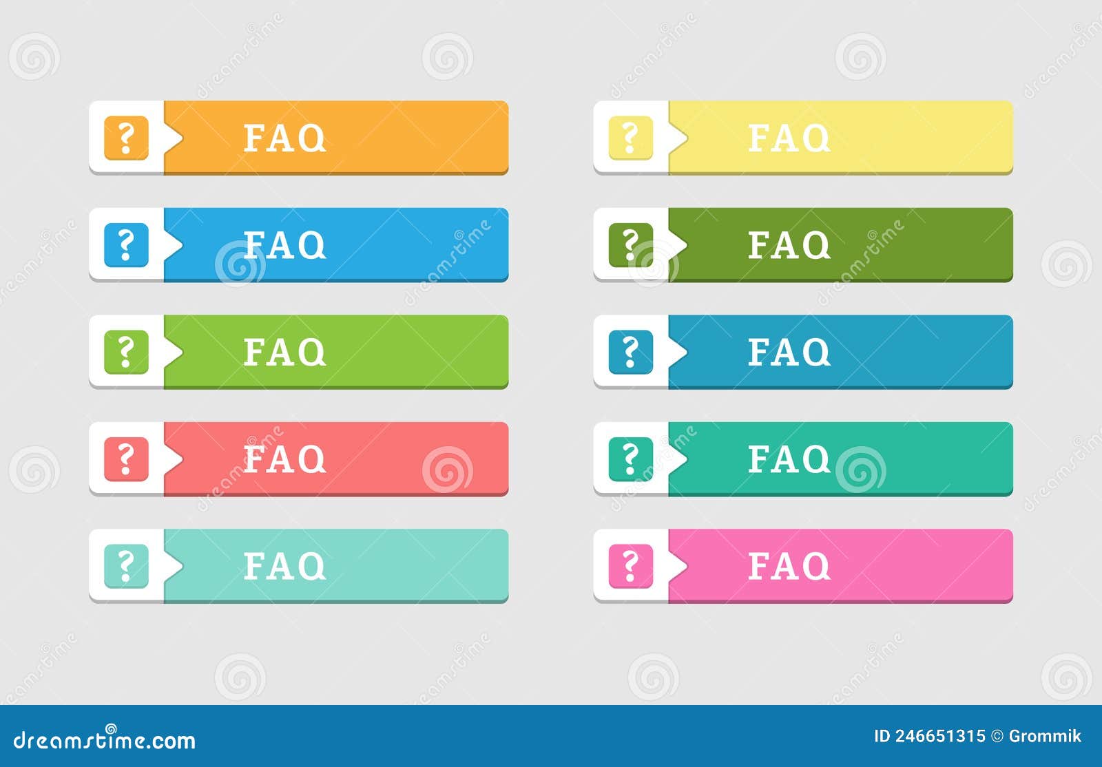 Set of Colored Buttons Labeled FAQ and Question Mark Stock Vector ...