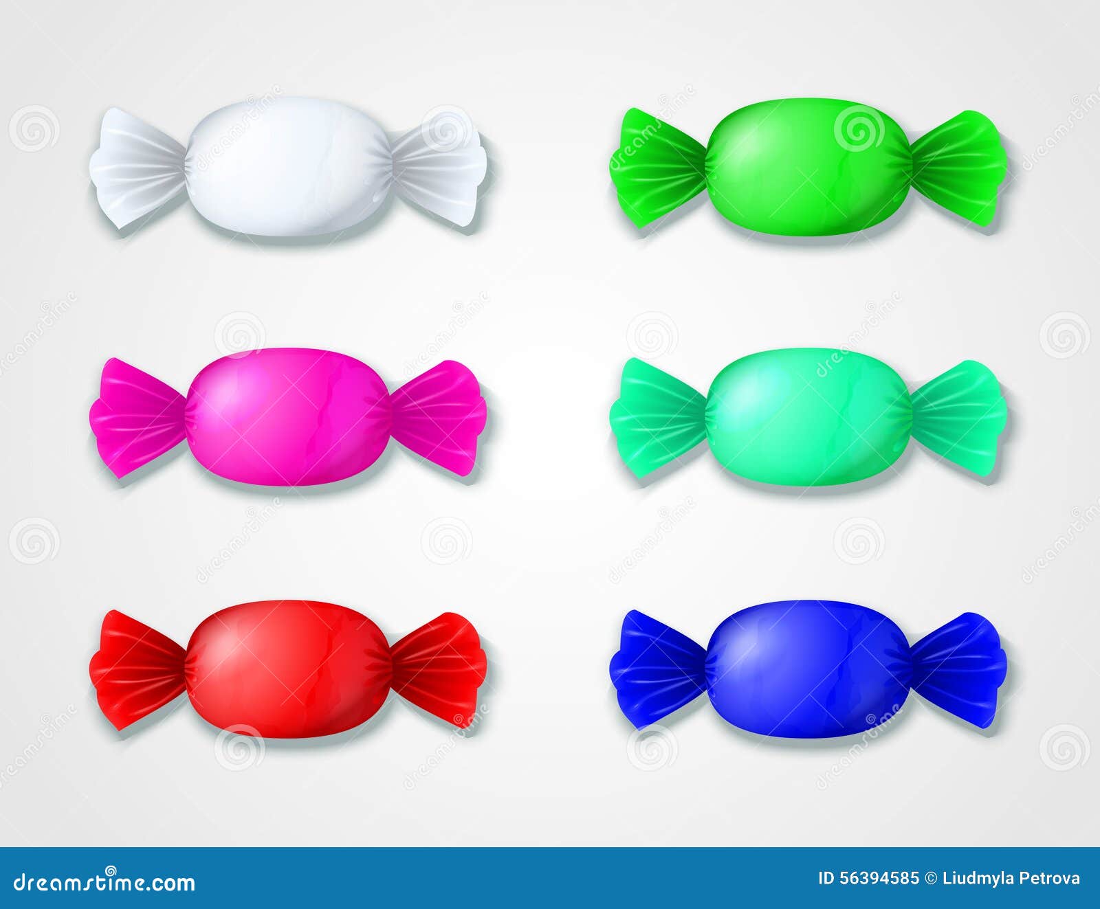 Set of Colored Candies in Wrappers Stock Vector - Illustration of ...