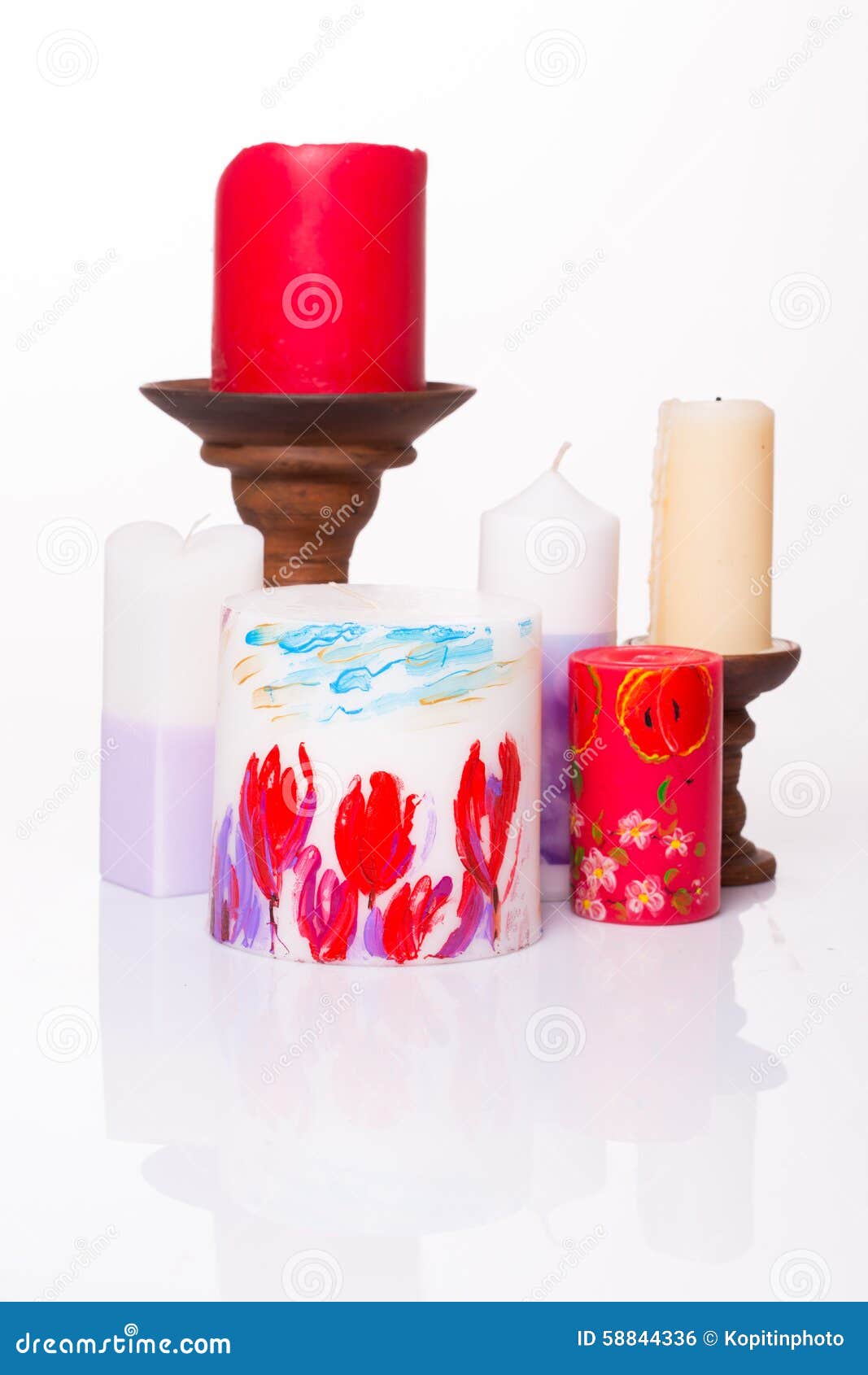 Set of colored candles stock photo. Image of fire, color - 58844336