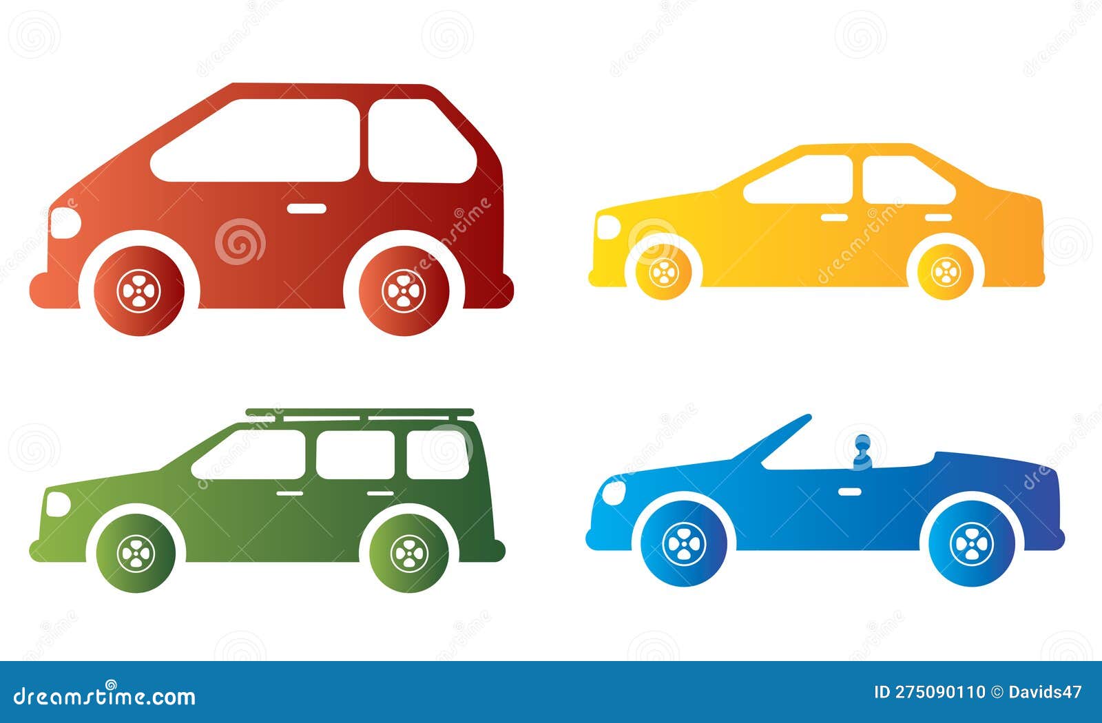 Set of Colored Cars Icons Vector Stock Vector - Illustration of ...