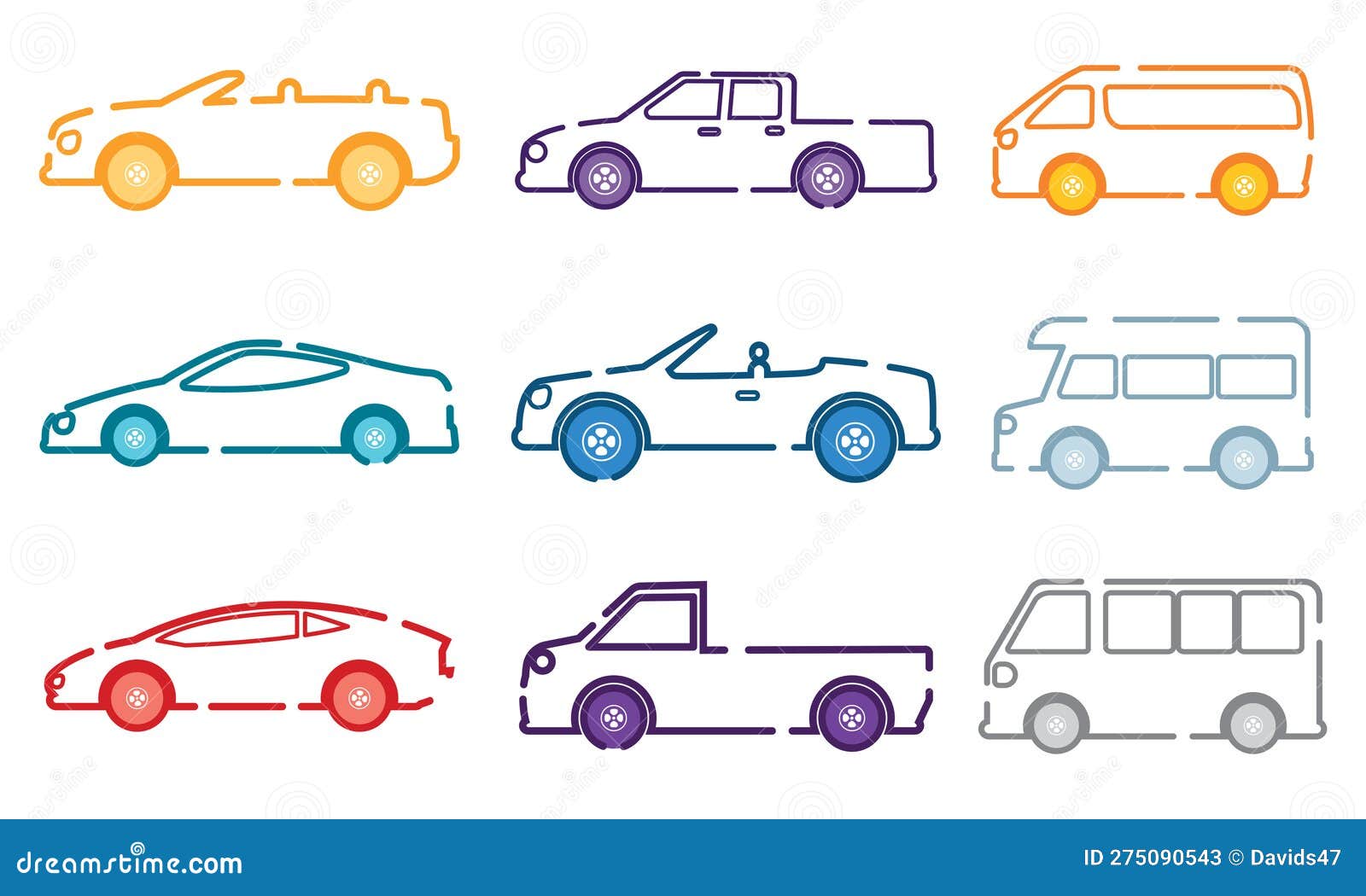 Set of Colored Cars Icons Vector Stock Vector - Illustration of colored ...
