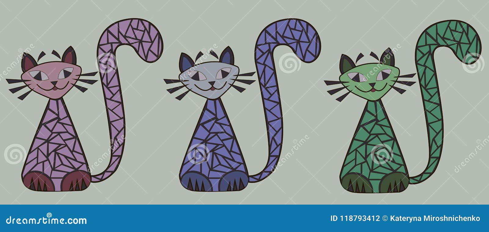 A Set of Colored Cartoon Cats. Vector Illustration Stock Illustration ...