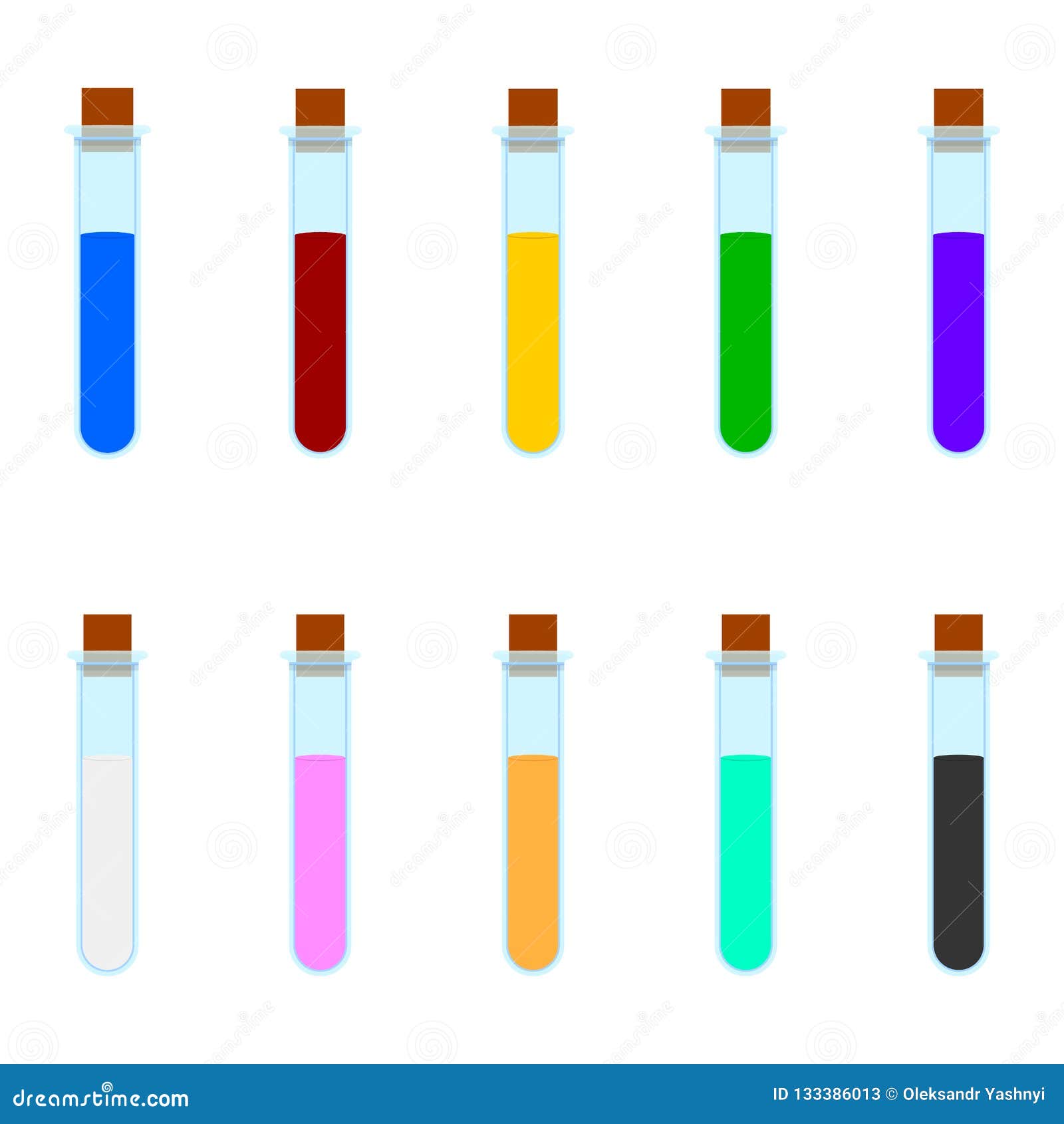 Set of Colored Cartoon Magic Elixir Flask Isolated on White Background ...