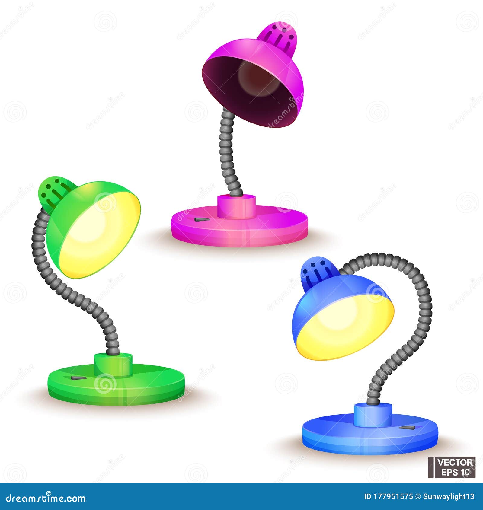 Set of Colored Cartoon Table Lamp Included Stock Vector - Illustration ...