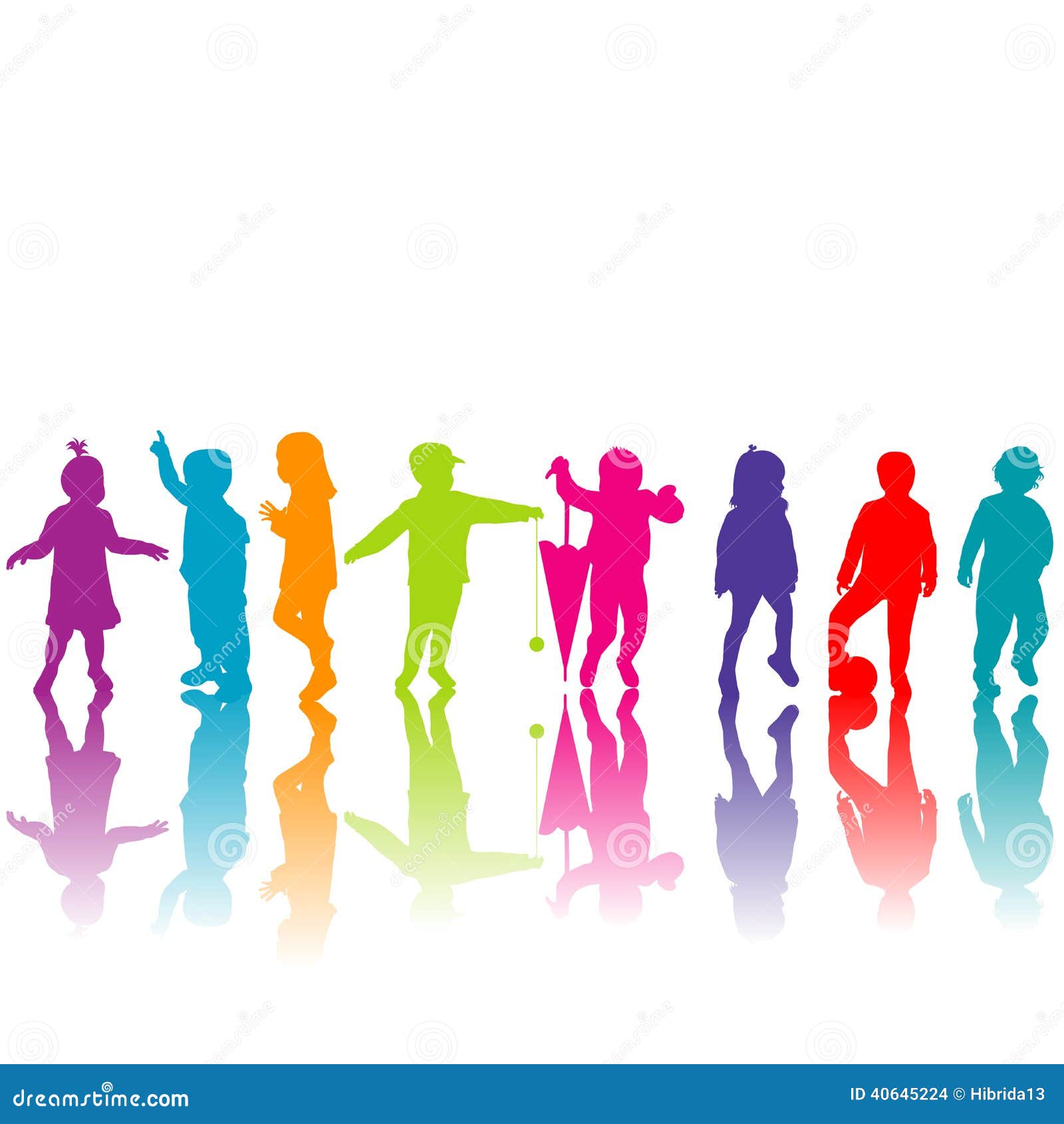 Set of Colored Children Silhouettes Stock Vector - Illustration of ...