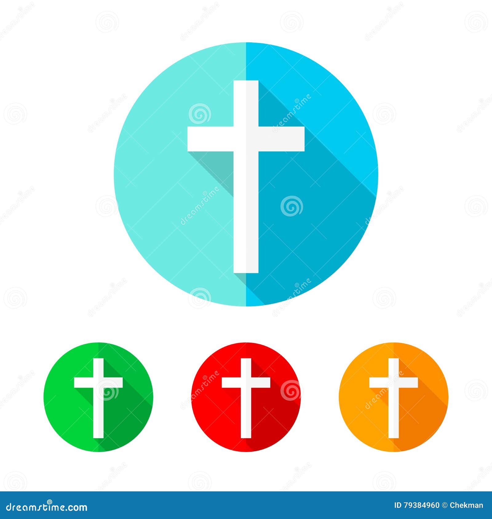 Set of Colored Christian Cross Icons. Vector Illustration. Stock ...