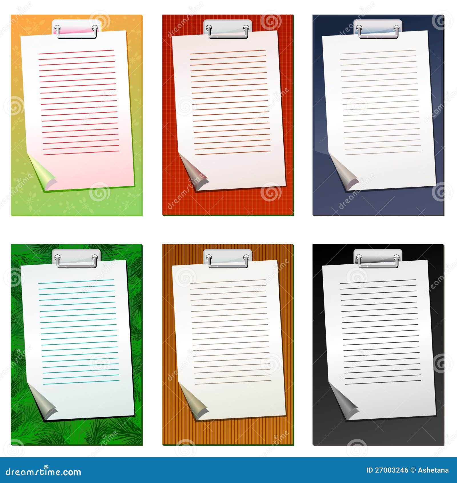 Set of Colored Clipboards with Blank List. Stock Vector - Illustration ...