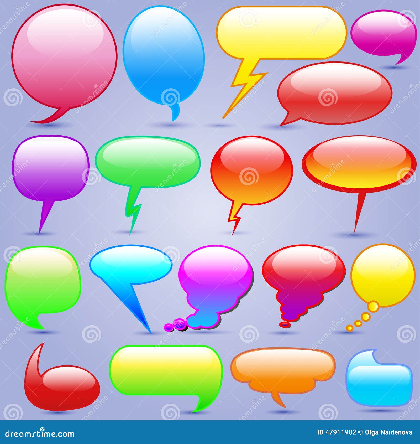 Set of Colored Clouds for Text Stock Vector - Illustration of think ...