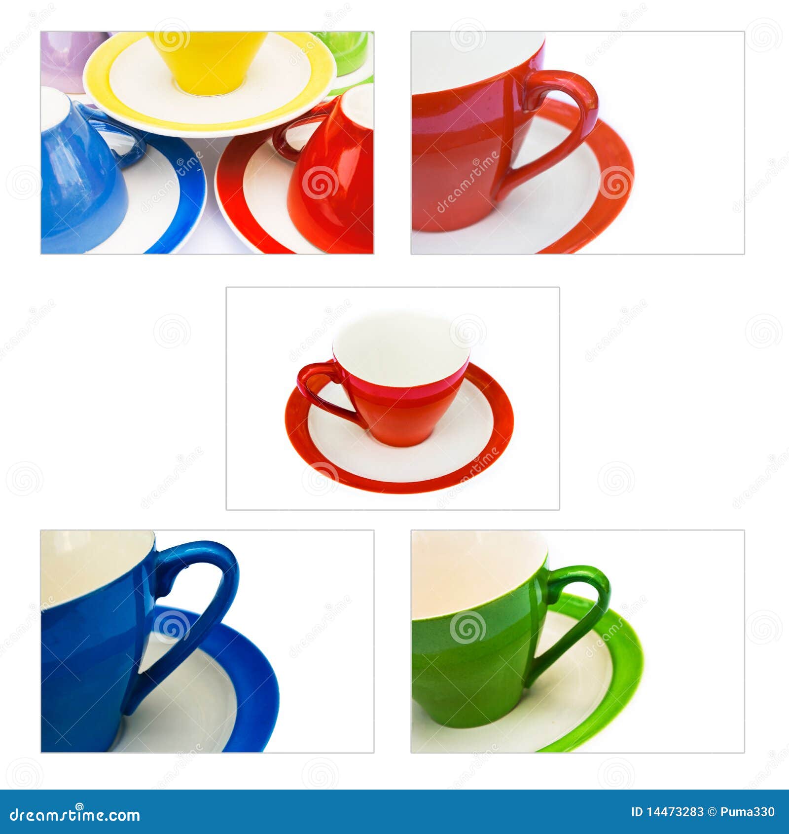 Set of Colored Coffee/tea Cups Stock Image - Image of white, coffee ...