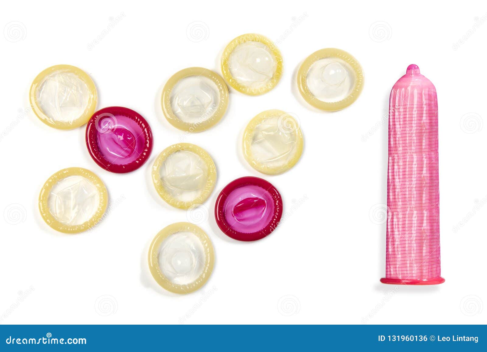 Set of colored condoms stock photo. Image of condom - 131960136