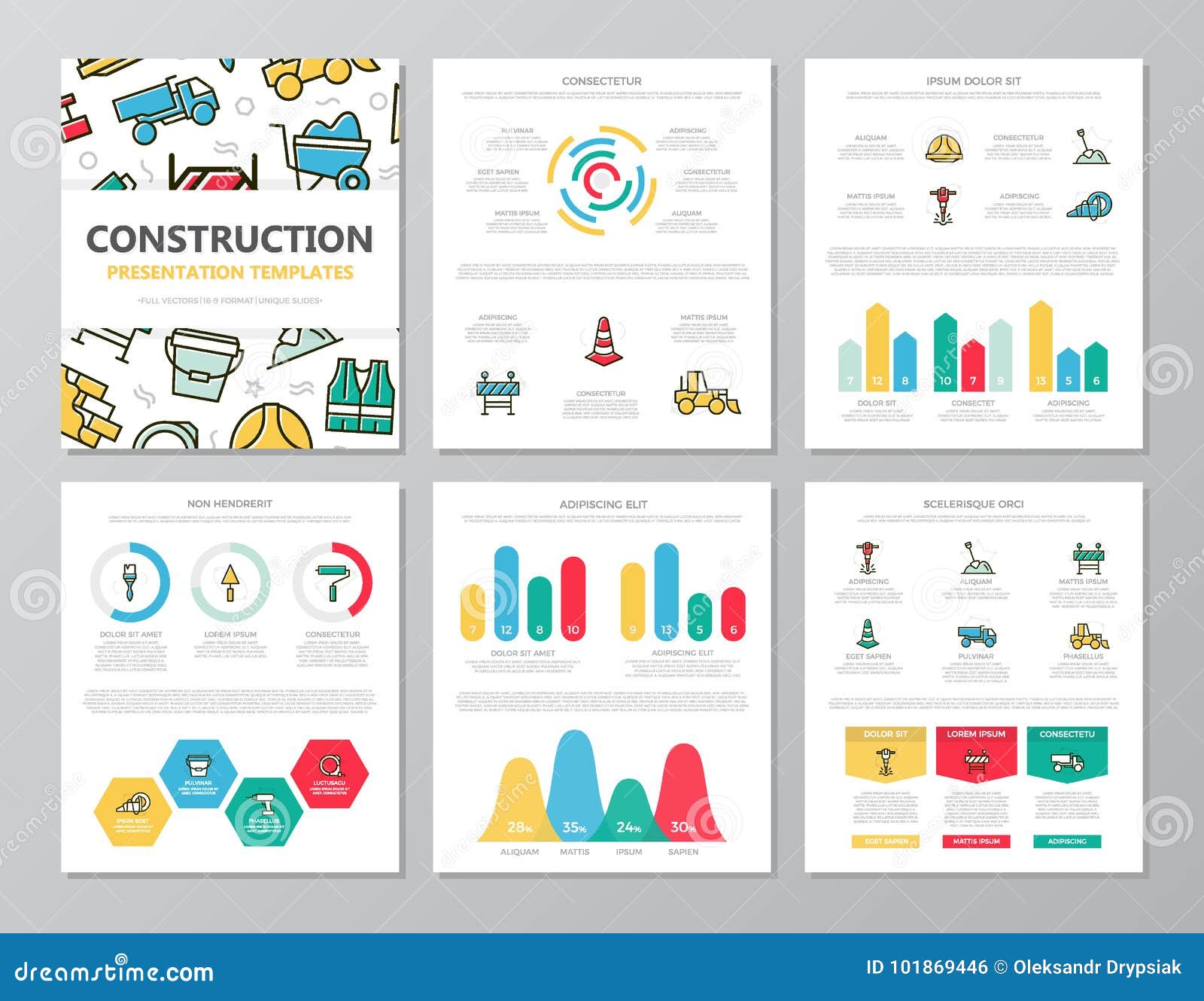 Set of Colored Construction and Repair Elements for Multipurpose A4 ...