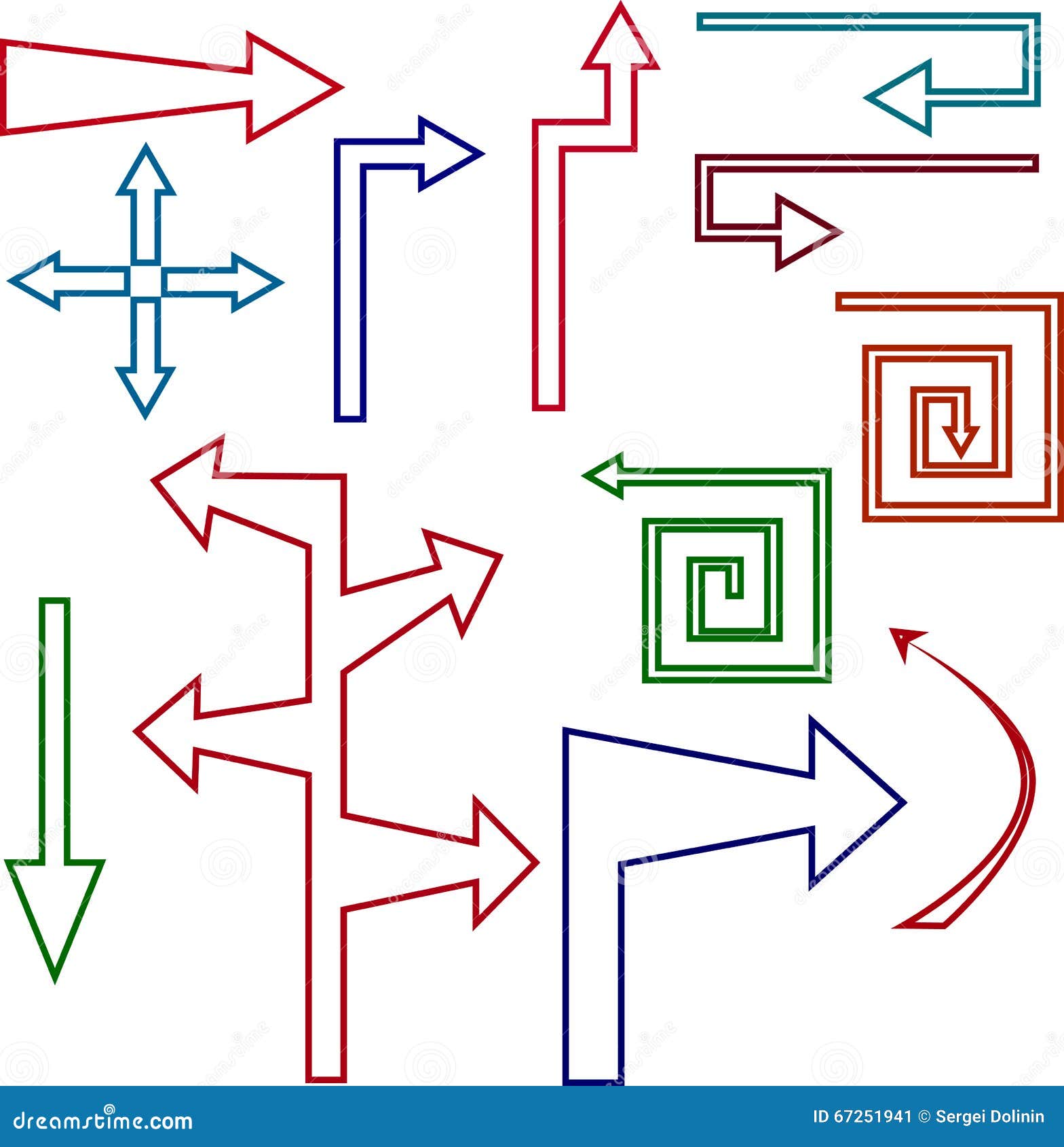 Set of Colored Contour Arrows and Pointers Stock Illustration ...