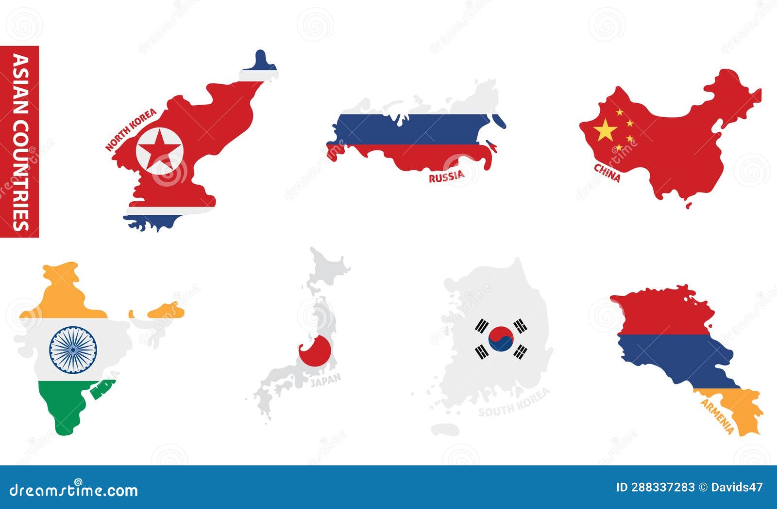 Set of Colored Country Maps with Its Flags Vector Stock Vector ...
