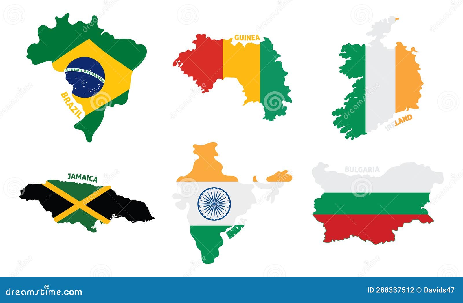 Set of Colored Country Maps with Its Flags Vector Stock Vector ...