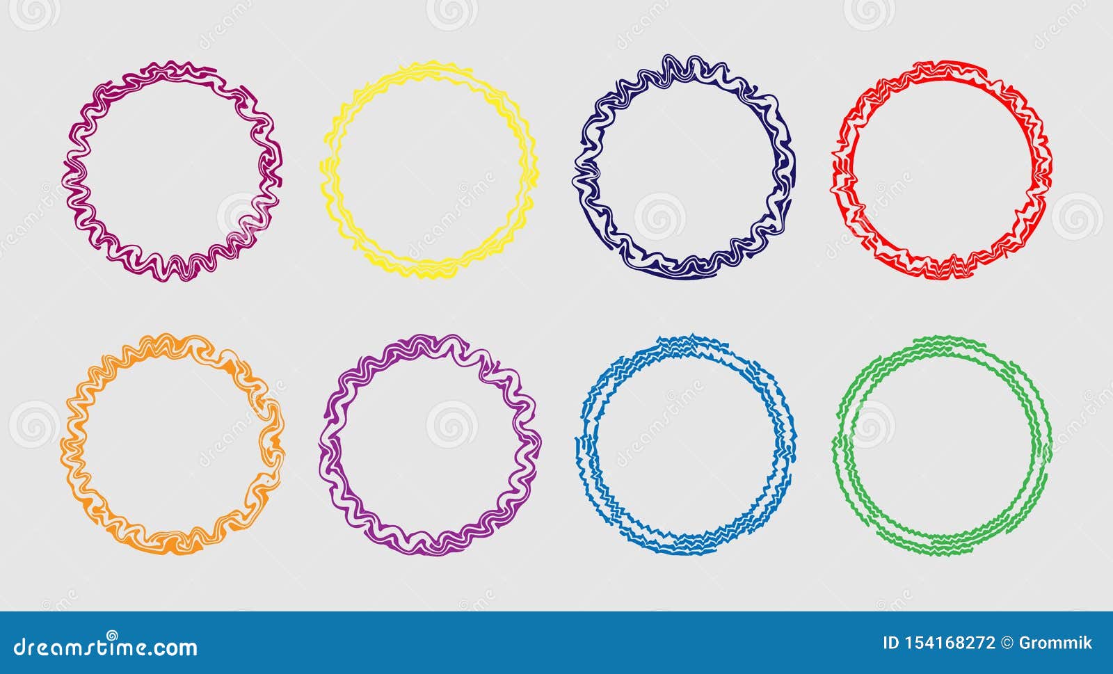 Set of Colored Curly Round Frames, Flat Design Stock Vector ...