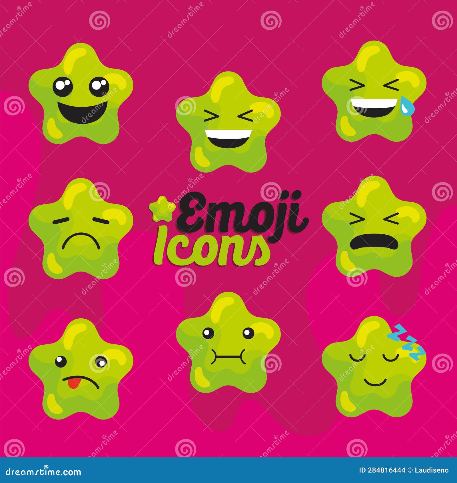 Set of Colored Cute Star Shape Emoji Vector Stock Vector - Illustration ...