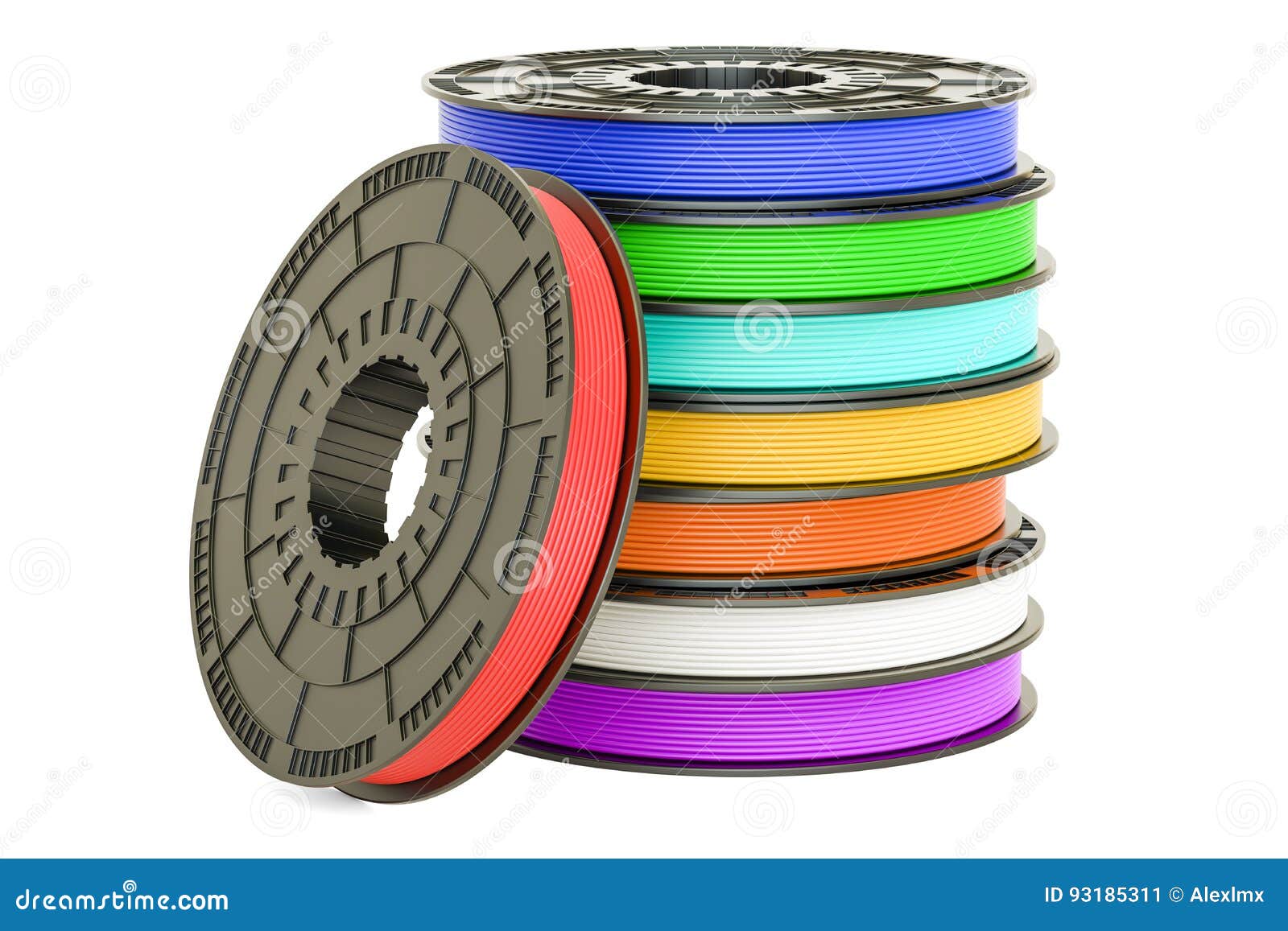 Set of Colored 3D Printer Filaments, 3D Illustration Stock Illustration ...