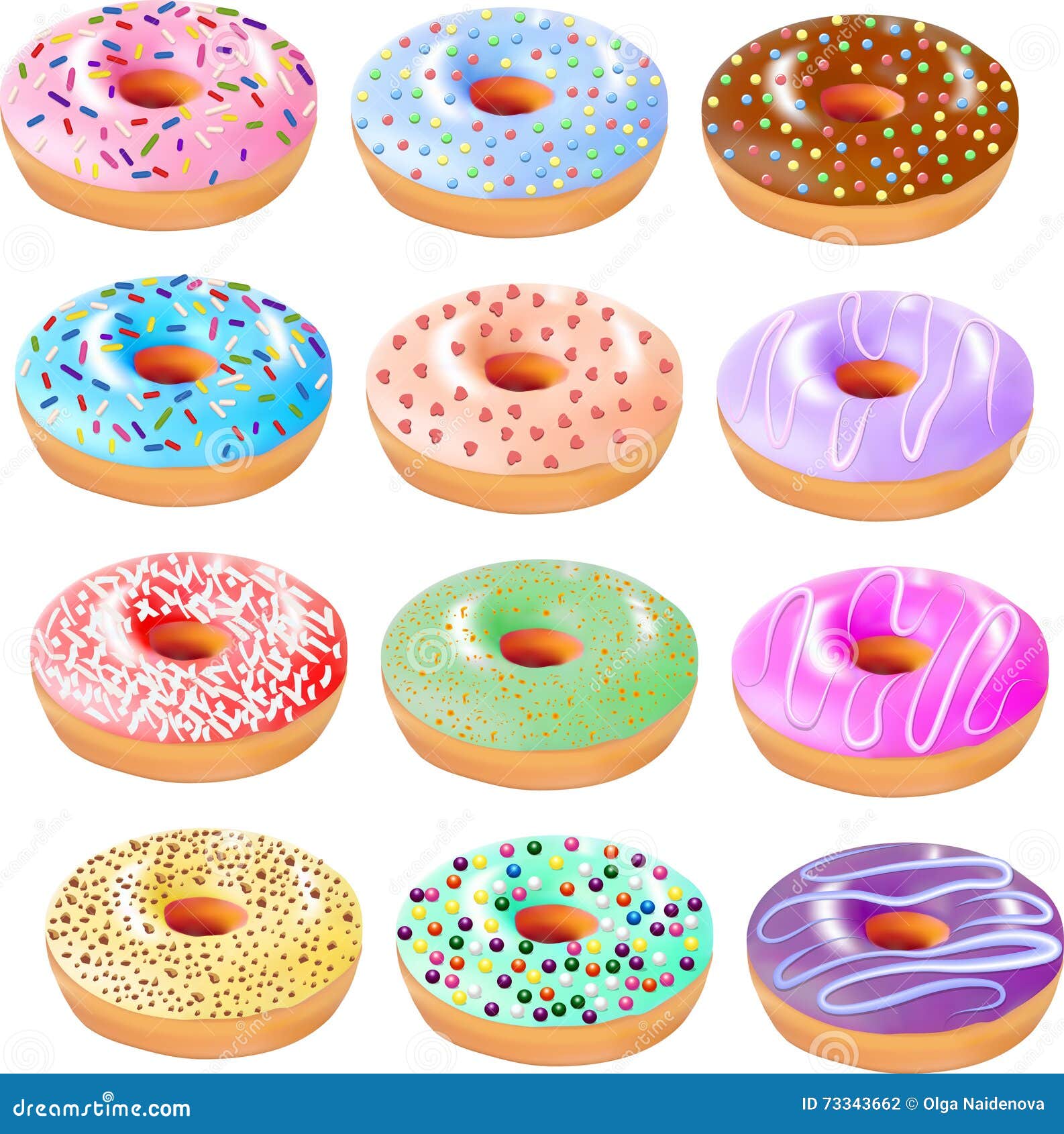 Colored Donuts On A Pink Background. Sweet Doughnut With Icing Stock ...