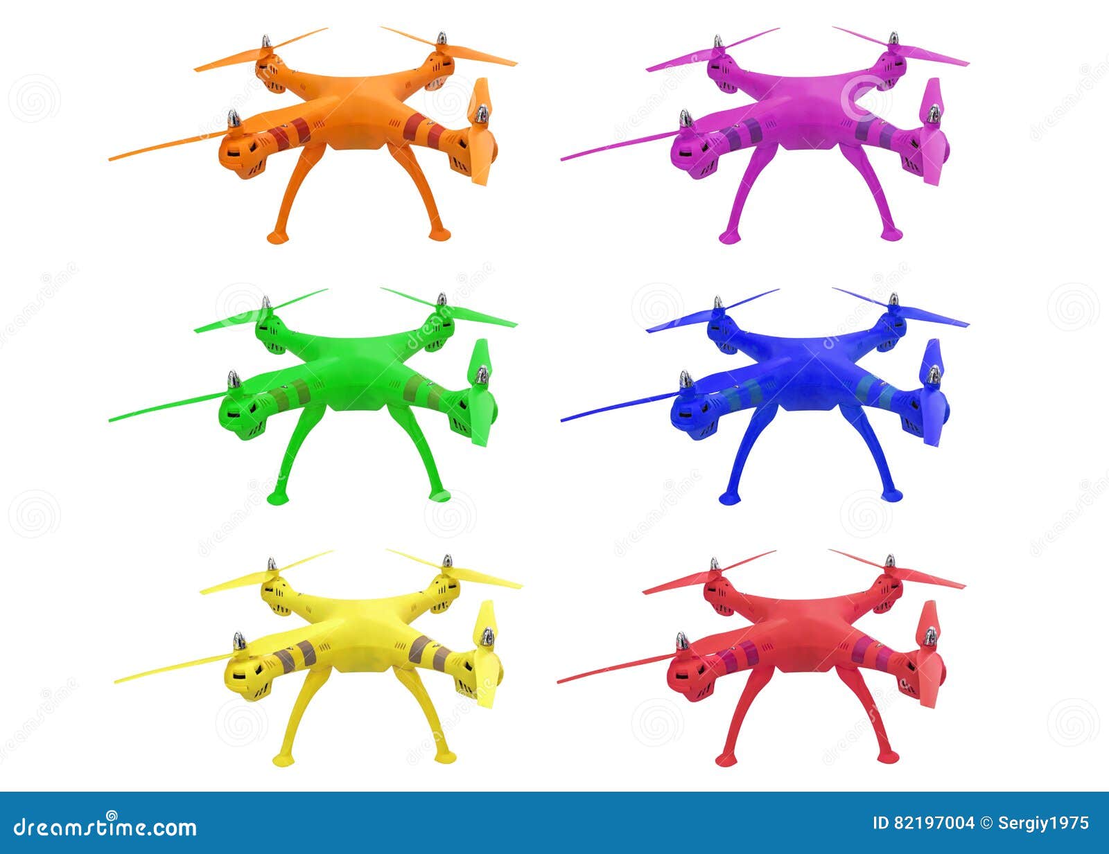 Set of Colored Drones Isolated on White Background Stock Photo - Image ...