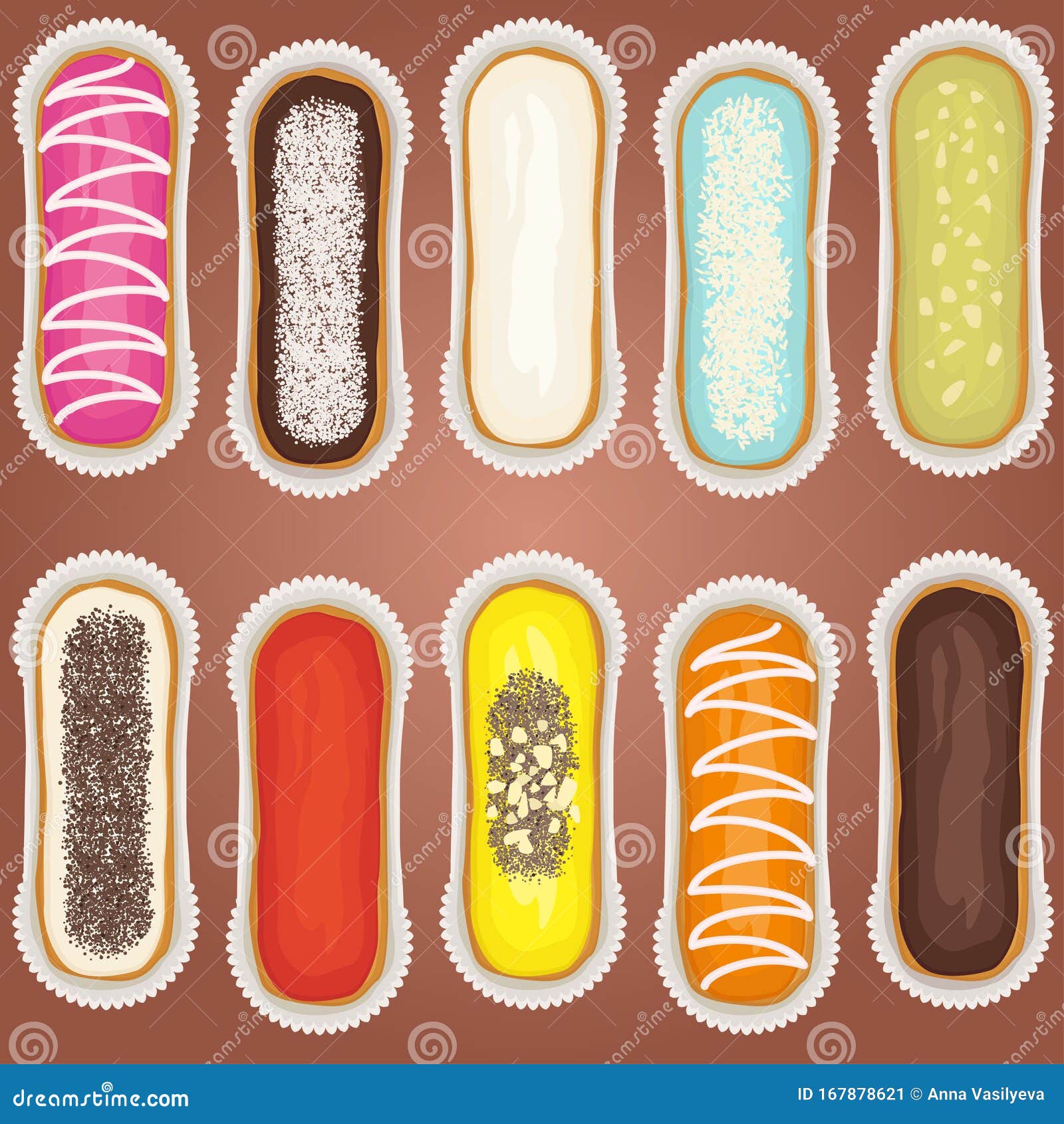 Eclair Cake Vector Illustration, Hand Drawing Sketch | CartoonDealer ...