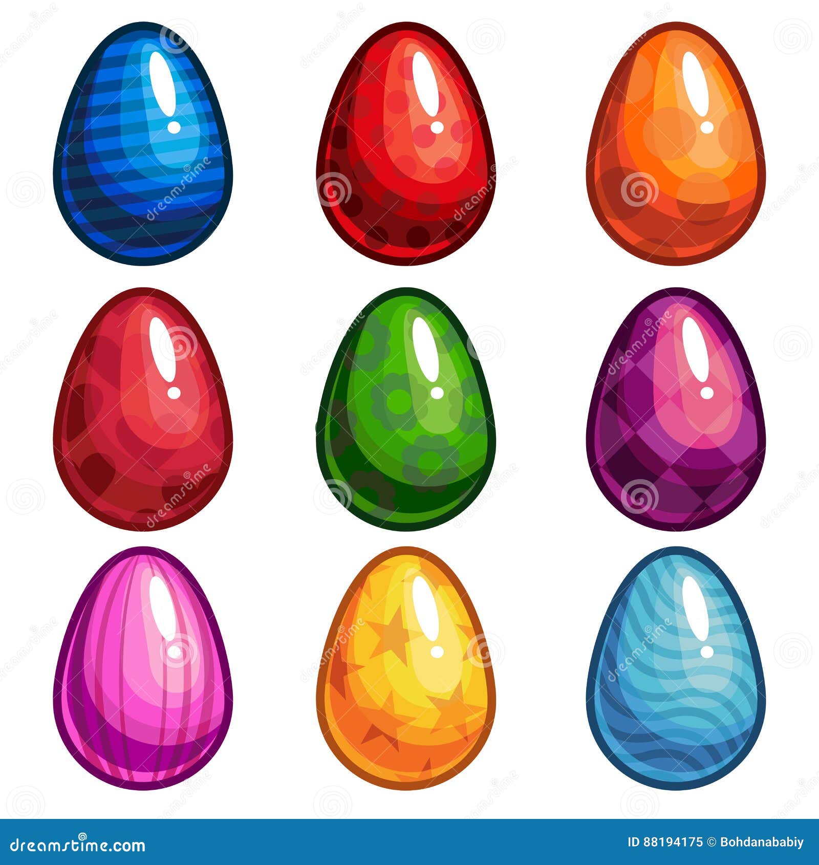 A set of colored eggs stock vector. Illustration of blue - 88194175