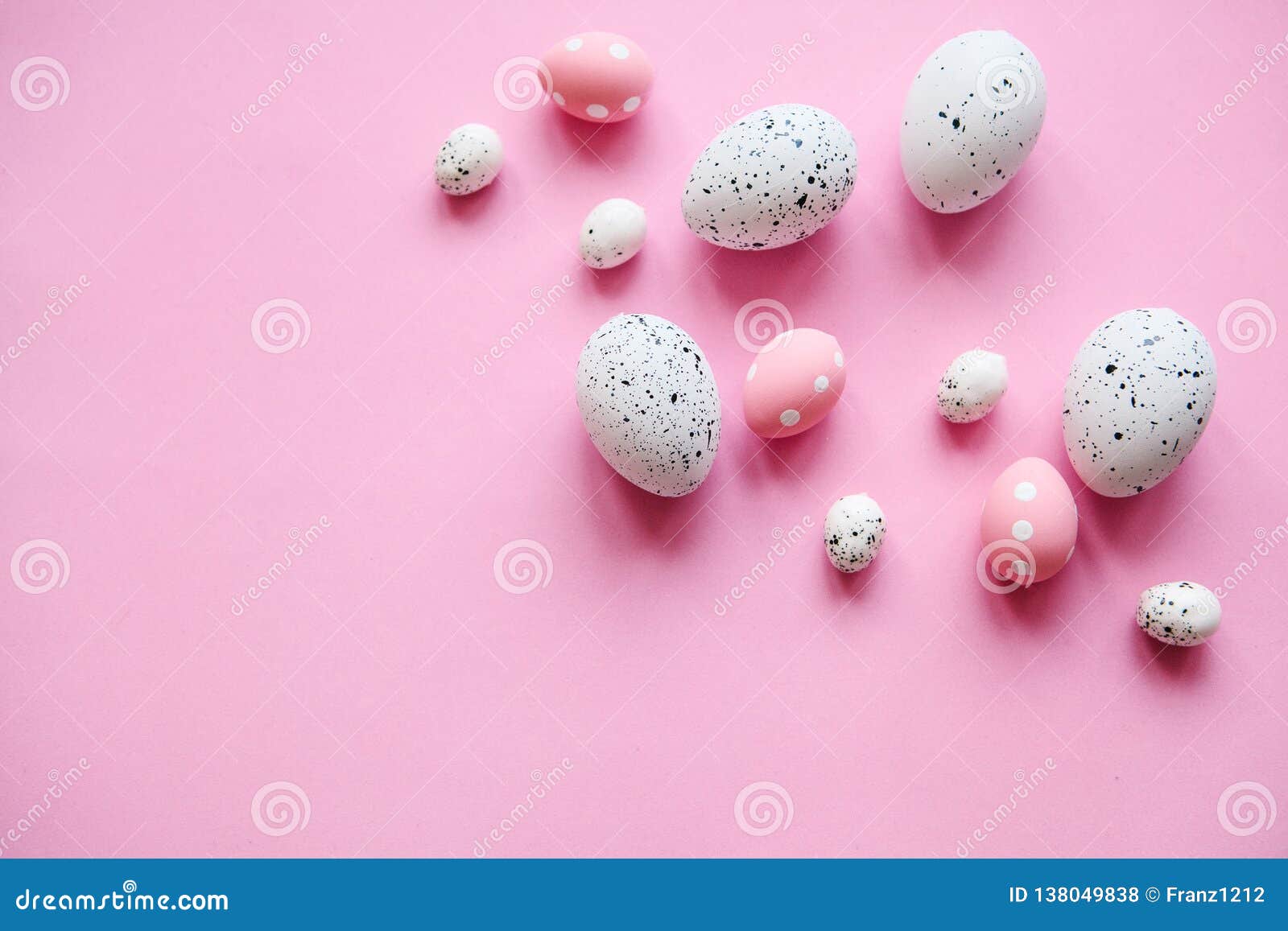Set of Colored Eggs on a Pink Background. Festive Easter Concept Stock ...