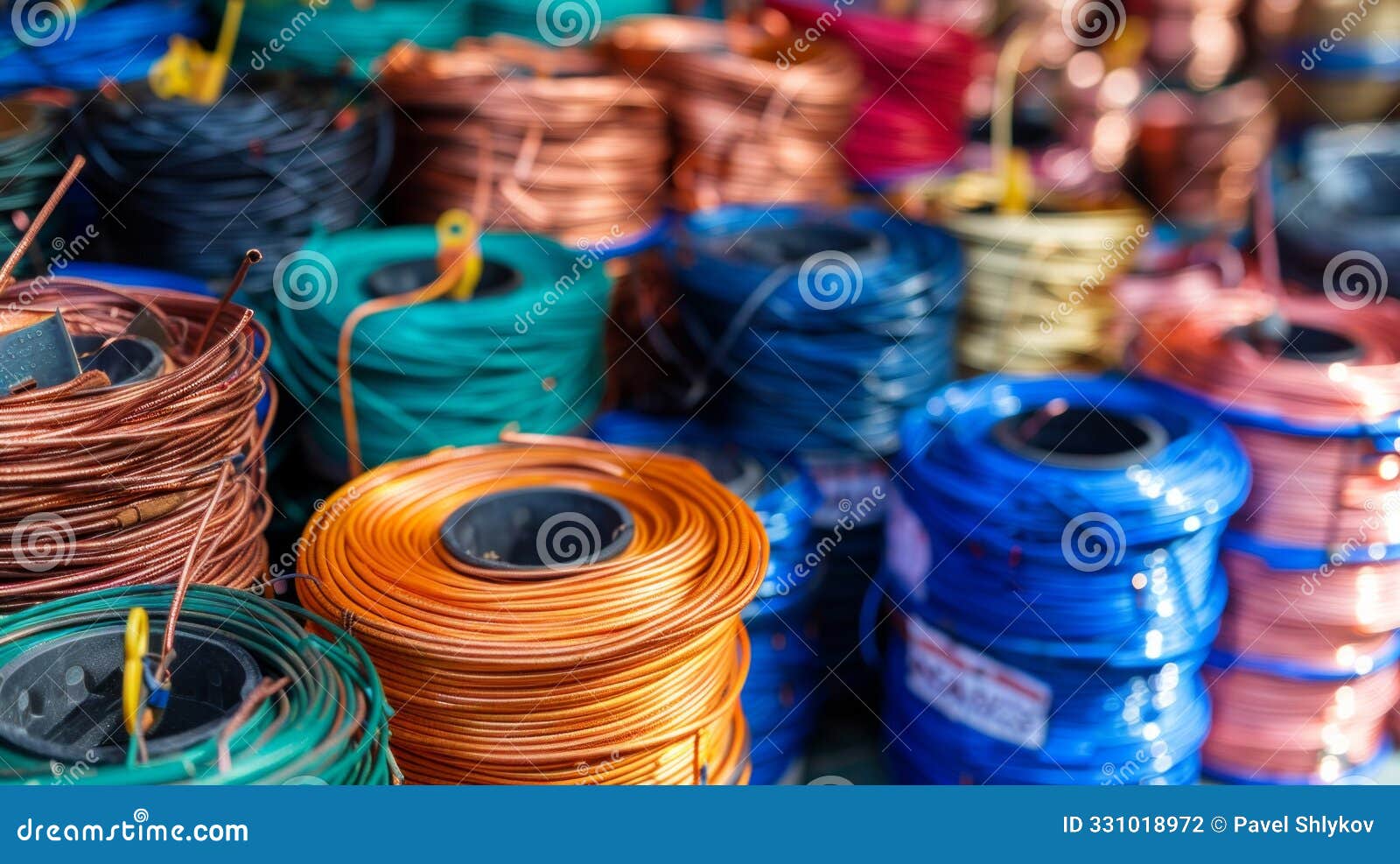 Set of Colored Electric Cable Stock Photo - Image of industry ...