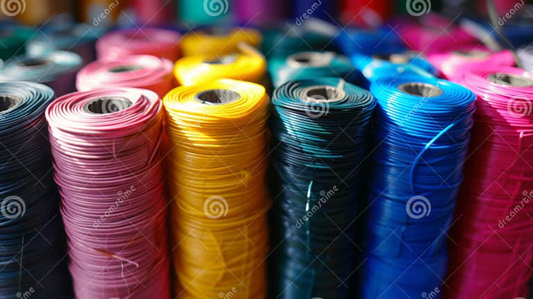 Set of Colored Electric Cable Stock Photo - Image of connection, rubber ...