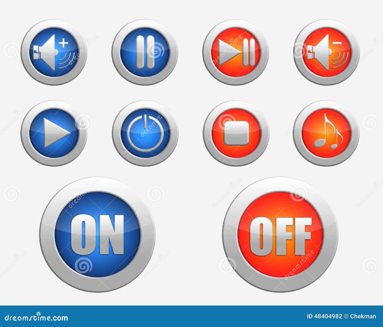 Set of Colored the Elements for Media Player. Stock Illustration ...