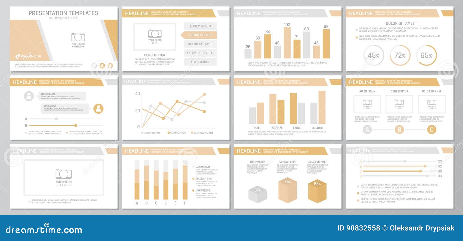 Set Of Colored Elements For Multipurpose Presentation Template Slides ...