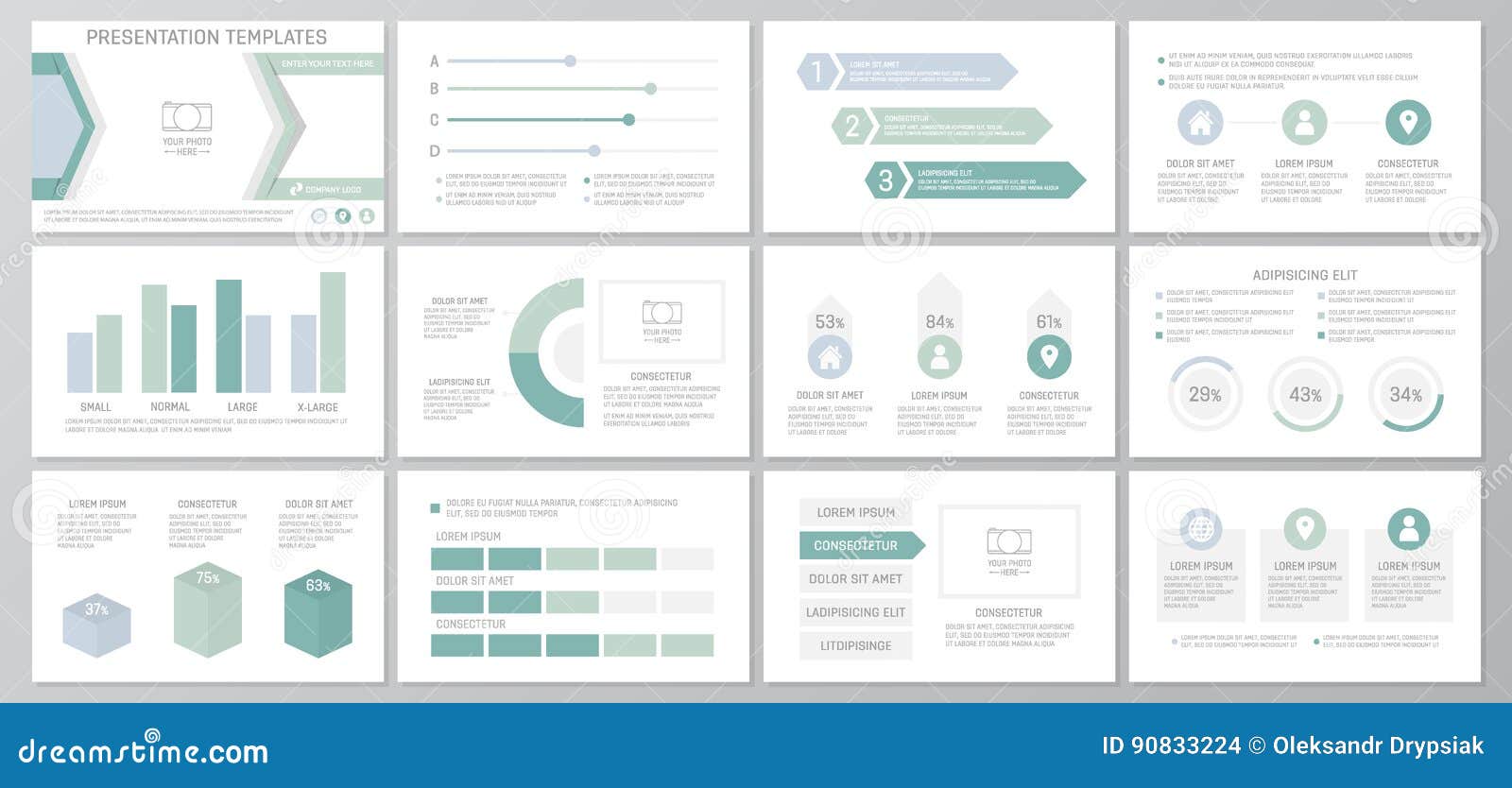 Set Of Colored Elements For Multipurpose Presentation Template Slides ...