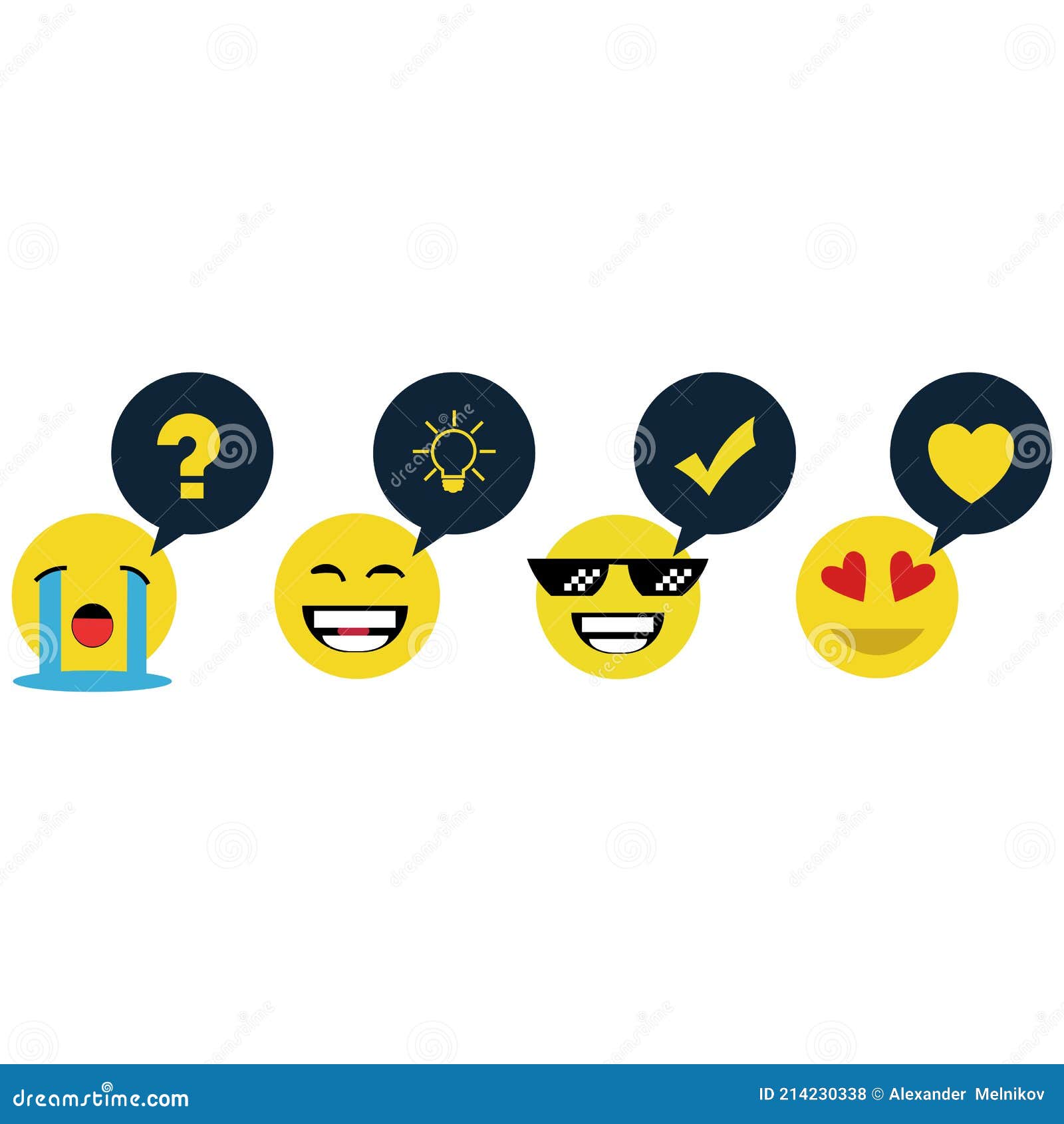 Set of Colored Emoji Icons. Vector Illustration Eps 10 Stock Vector ...