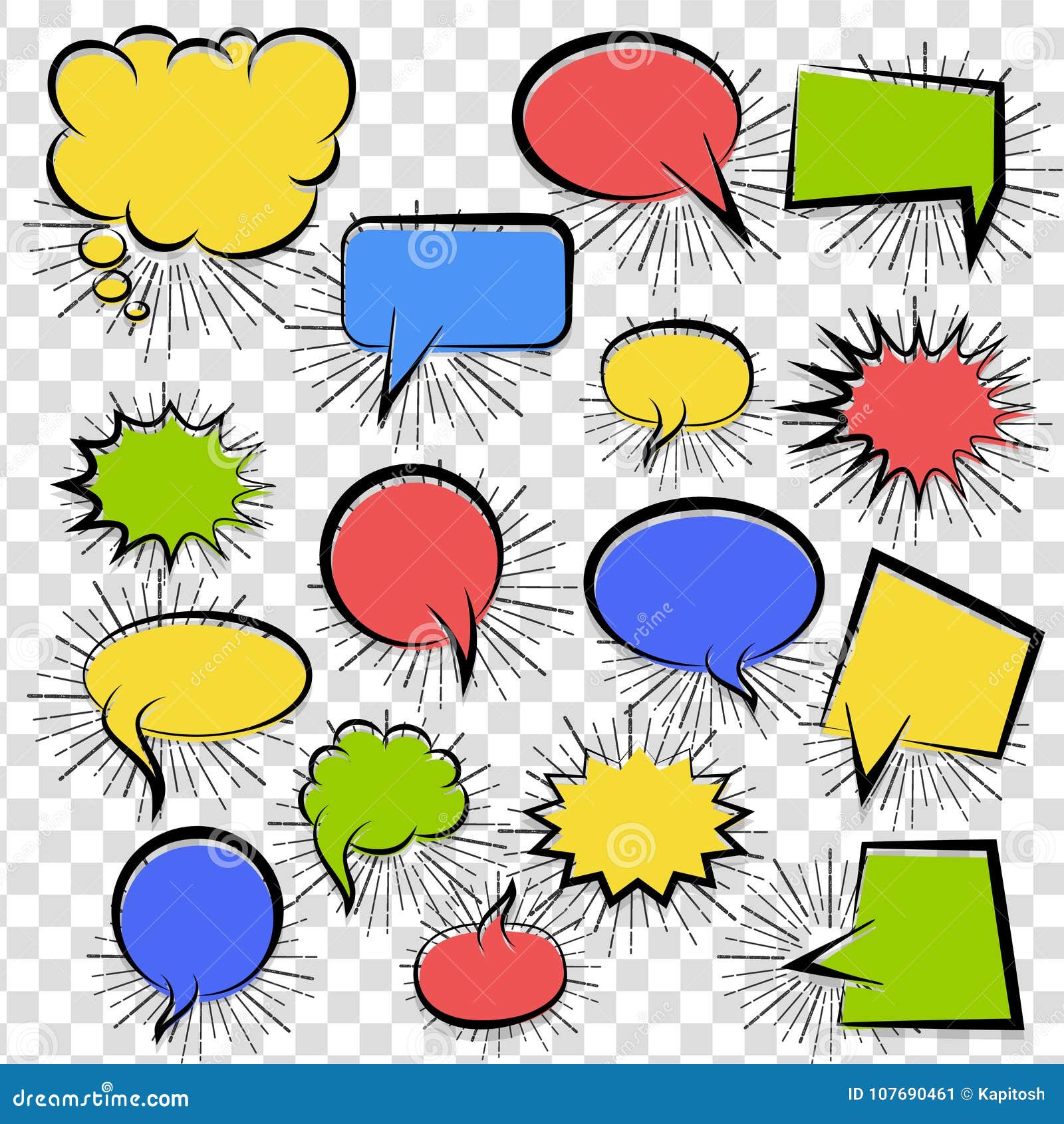 Set Colored Empty Comic Book Bubble Stock Vector - Illustration of ...