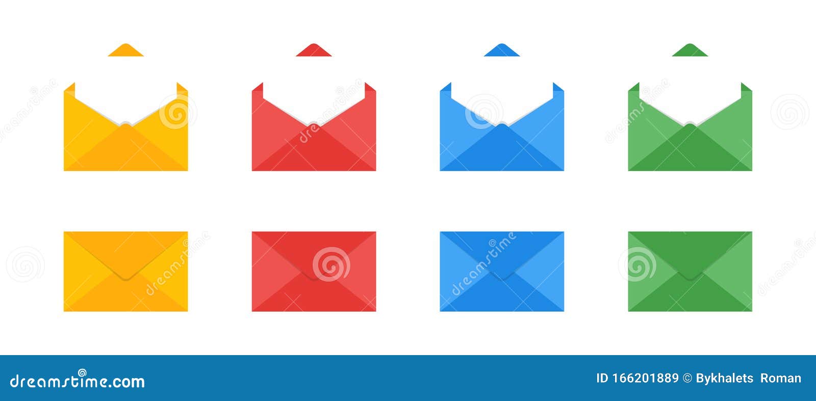 Set of Colored Envelope Open and Close Isolated Vector Illustration ...